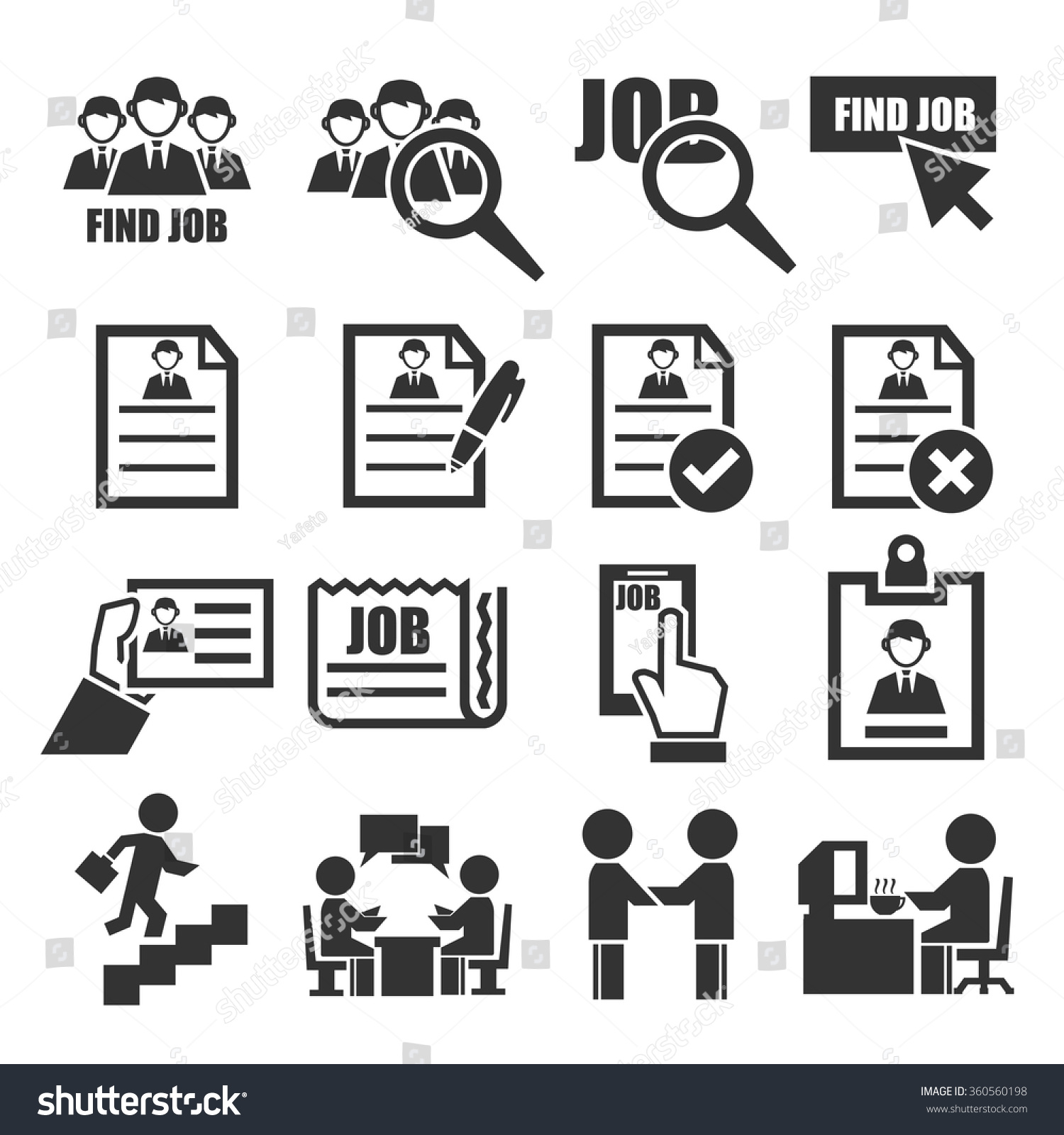 Job Icon Set Stock Vector Illustration 360560198 : Shutterstock