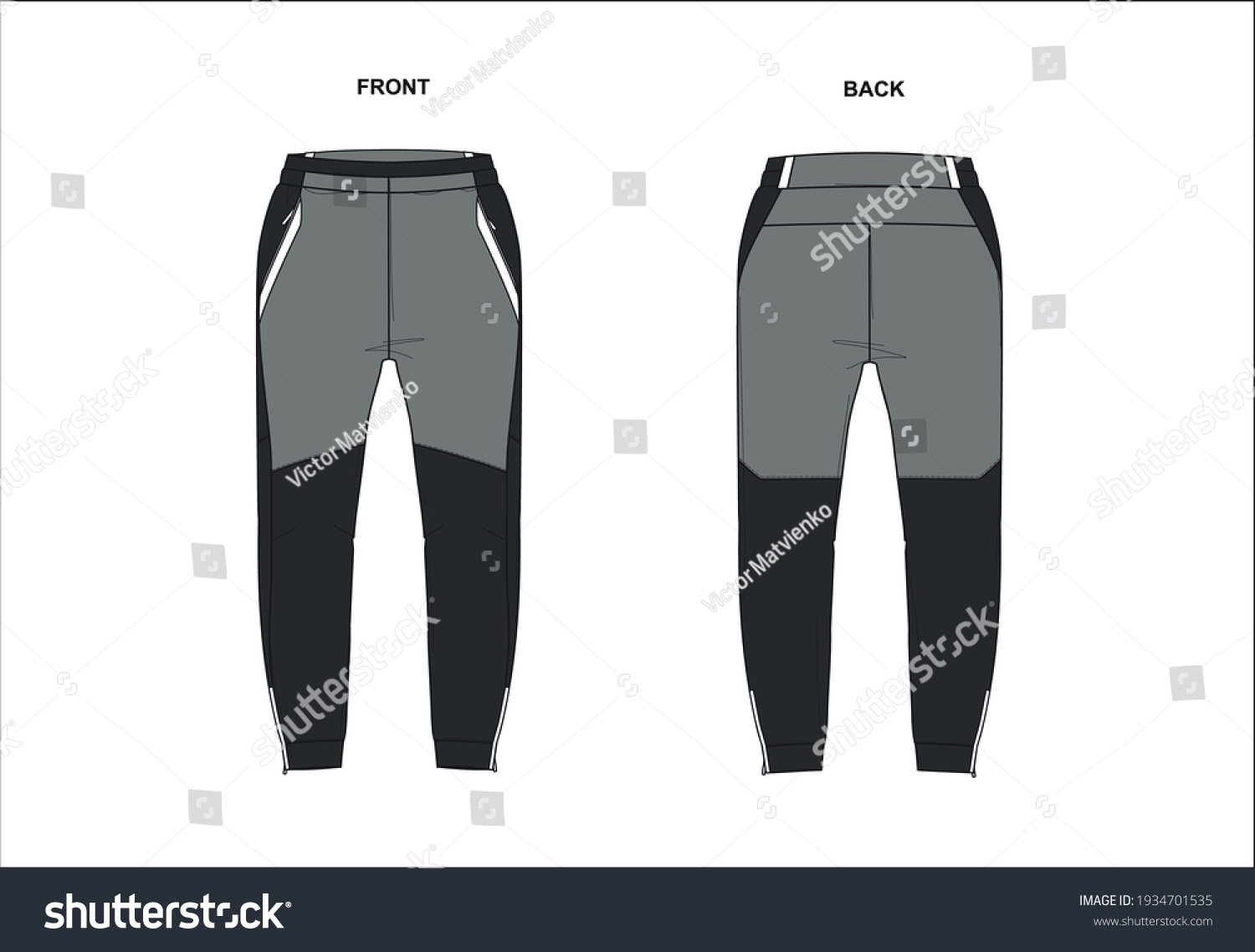 Joggers Front Back Views Stock Vector (Royalty Free) 1934701535