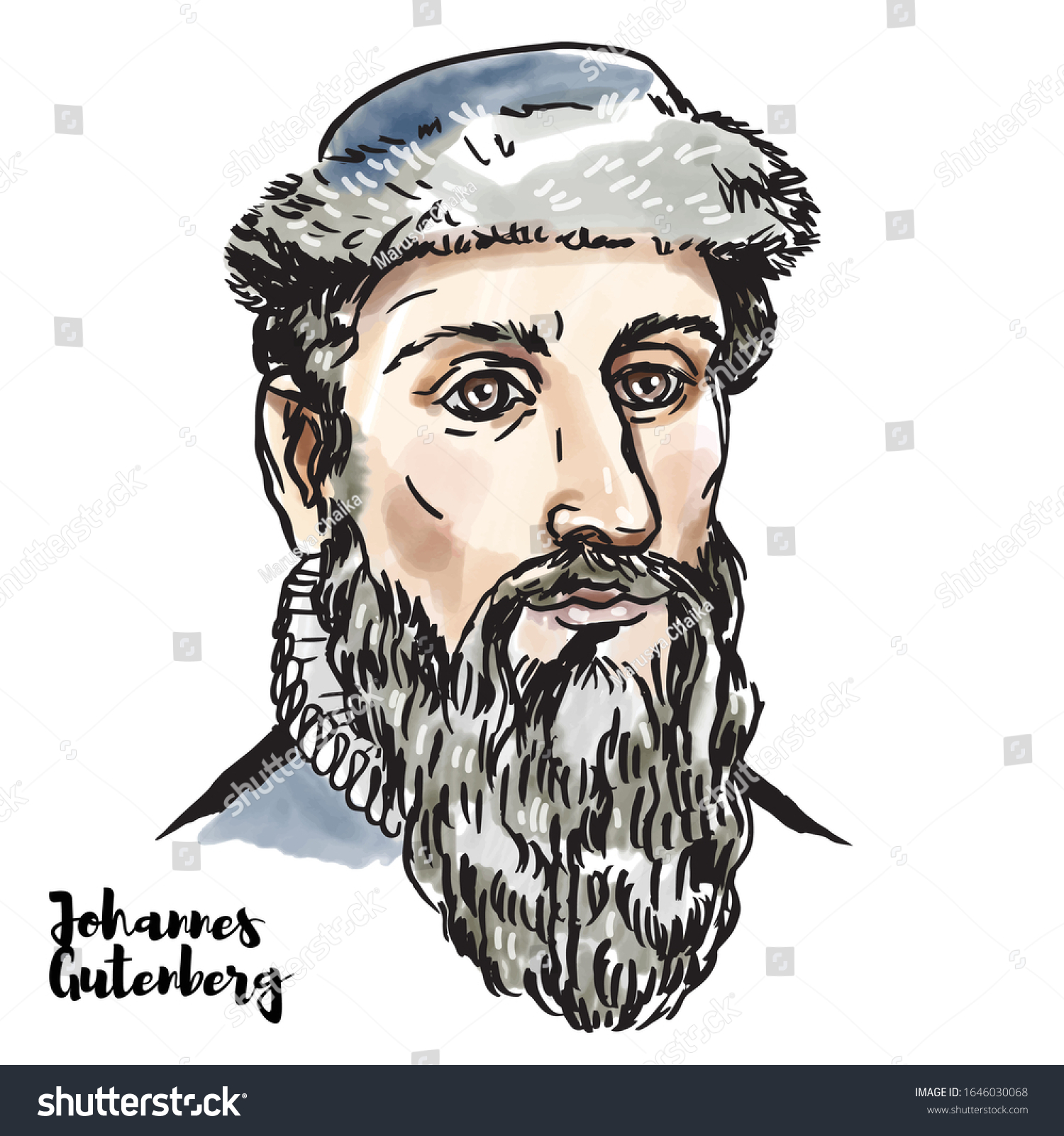 Johannes Gutenberg a gravé un portrait : image vectorielle de stock ... Johannes Gutenberg a gravé un portrait : image vectorielle de stock ...