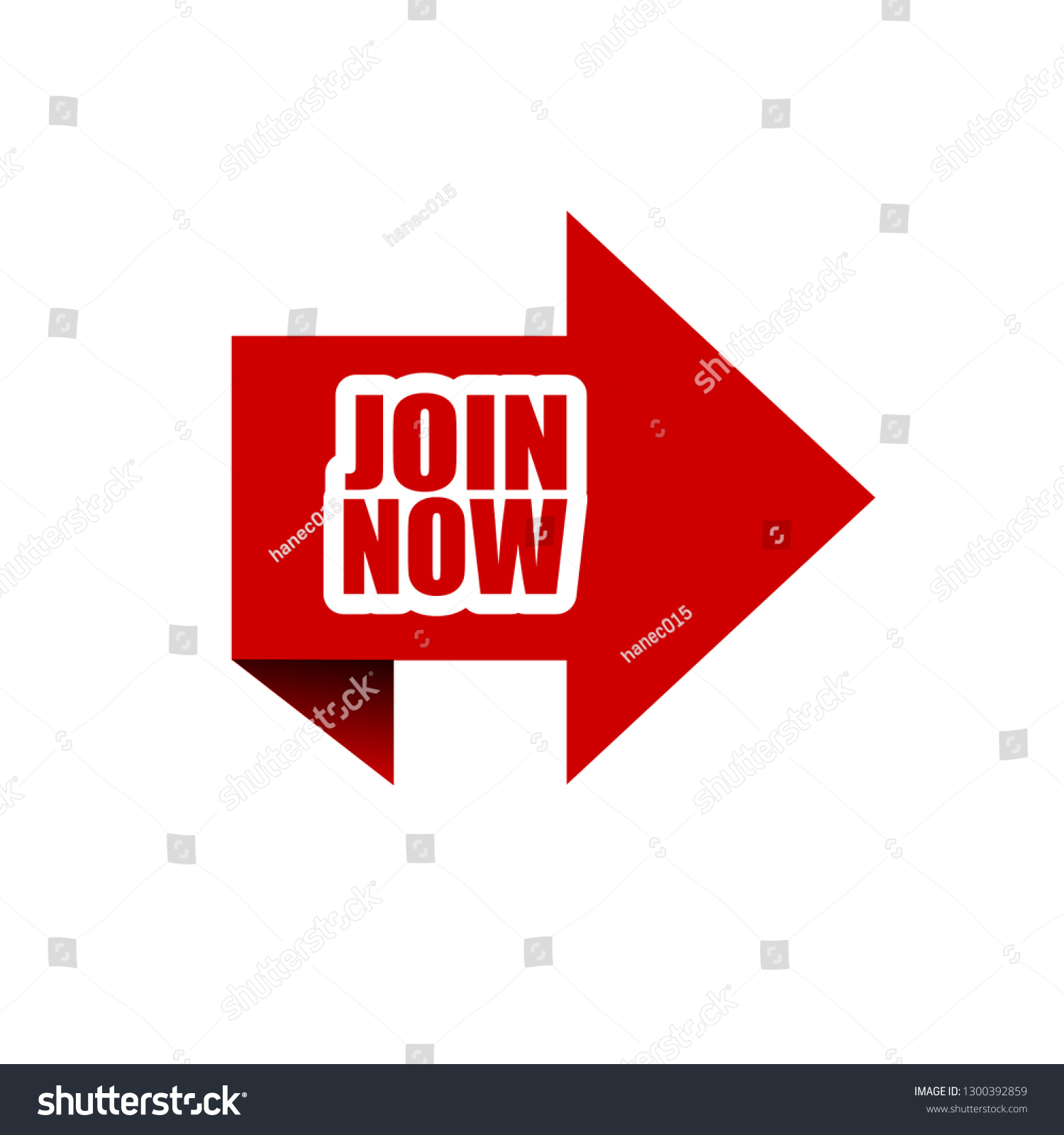 Join Now Red Banner Stock Vector (Royalty Free) 1300392859