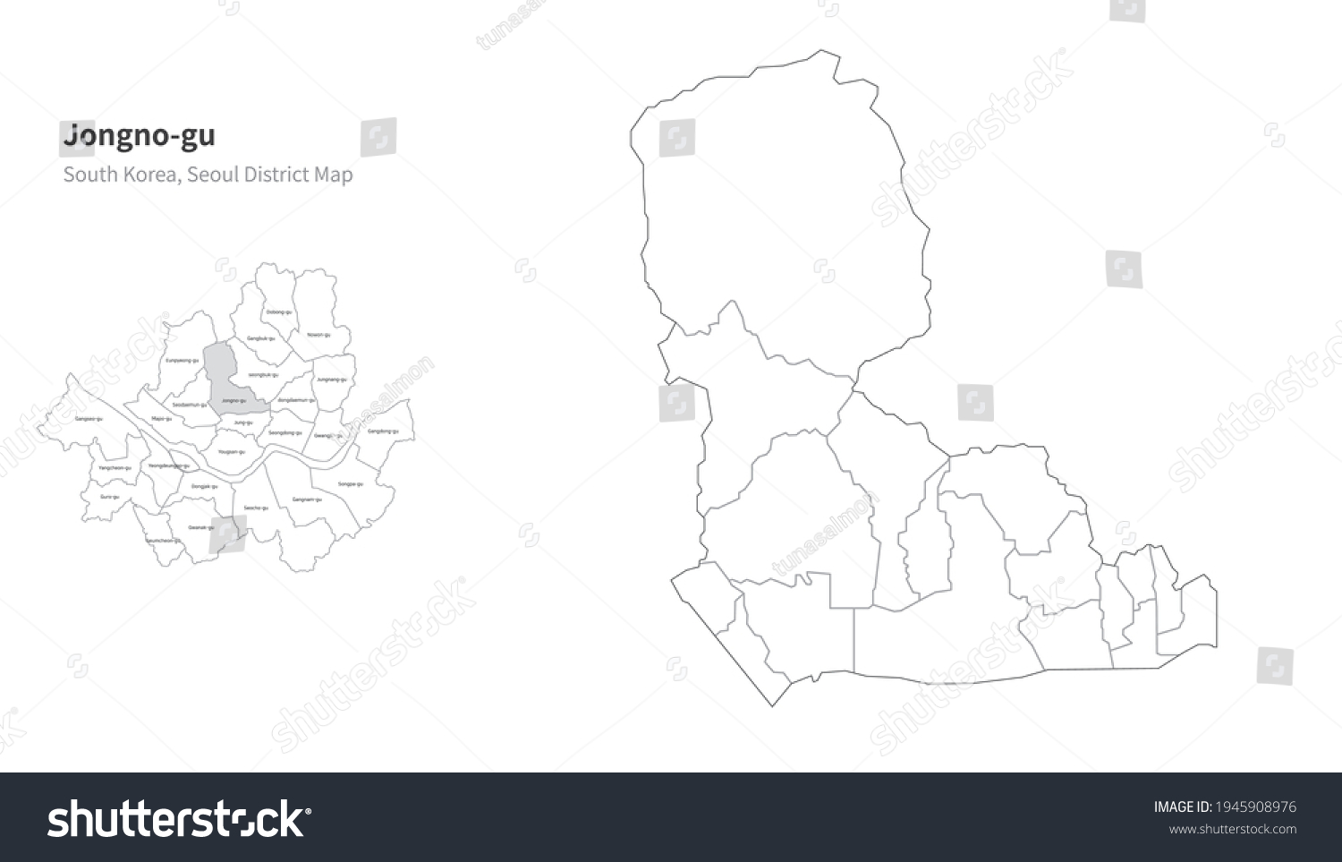 Jongnogu Map Seoul District Map Vector Stock Vector (Royalty Free ...