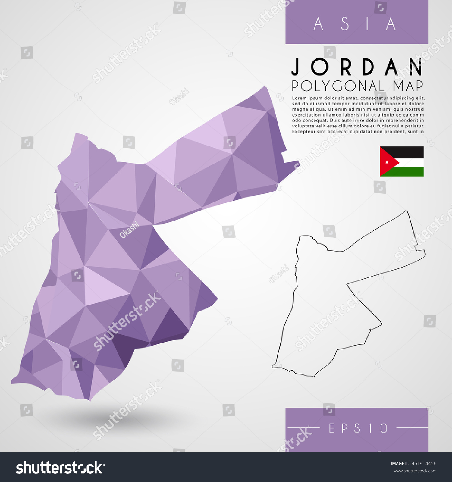 Jordan Low Poly Map Vector Illustration Stock Vector (Royalty Free ...
