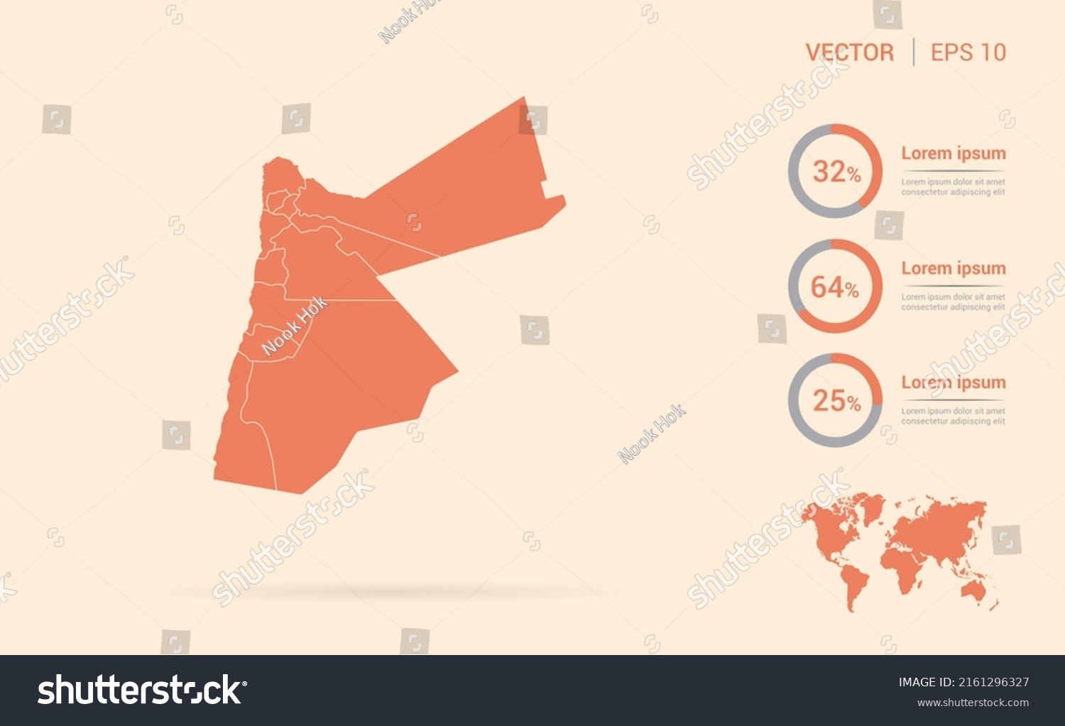 Jordan Map Orange Abstract Infographic Vector Stock Vector (Royalty ...