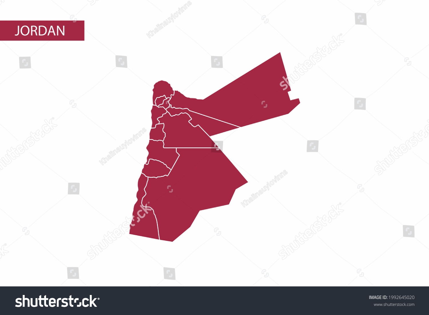 Jordan Red Map Detailed Vector Stock Vector (Royalty Free) 1992645020