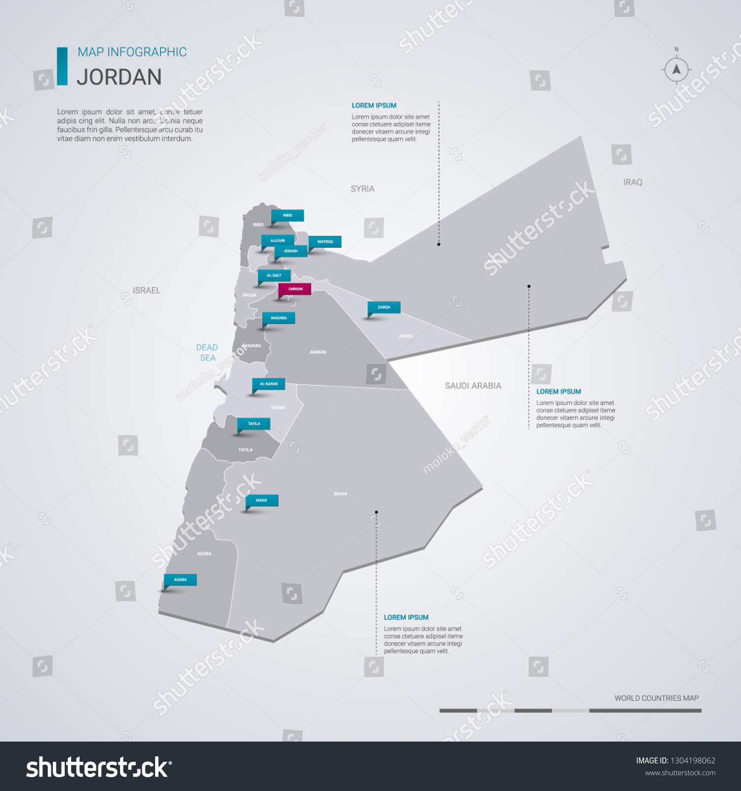 Jordan Vector Map Infographic Elements Pointer Stock Vector (Royalty ...