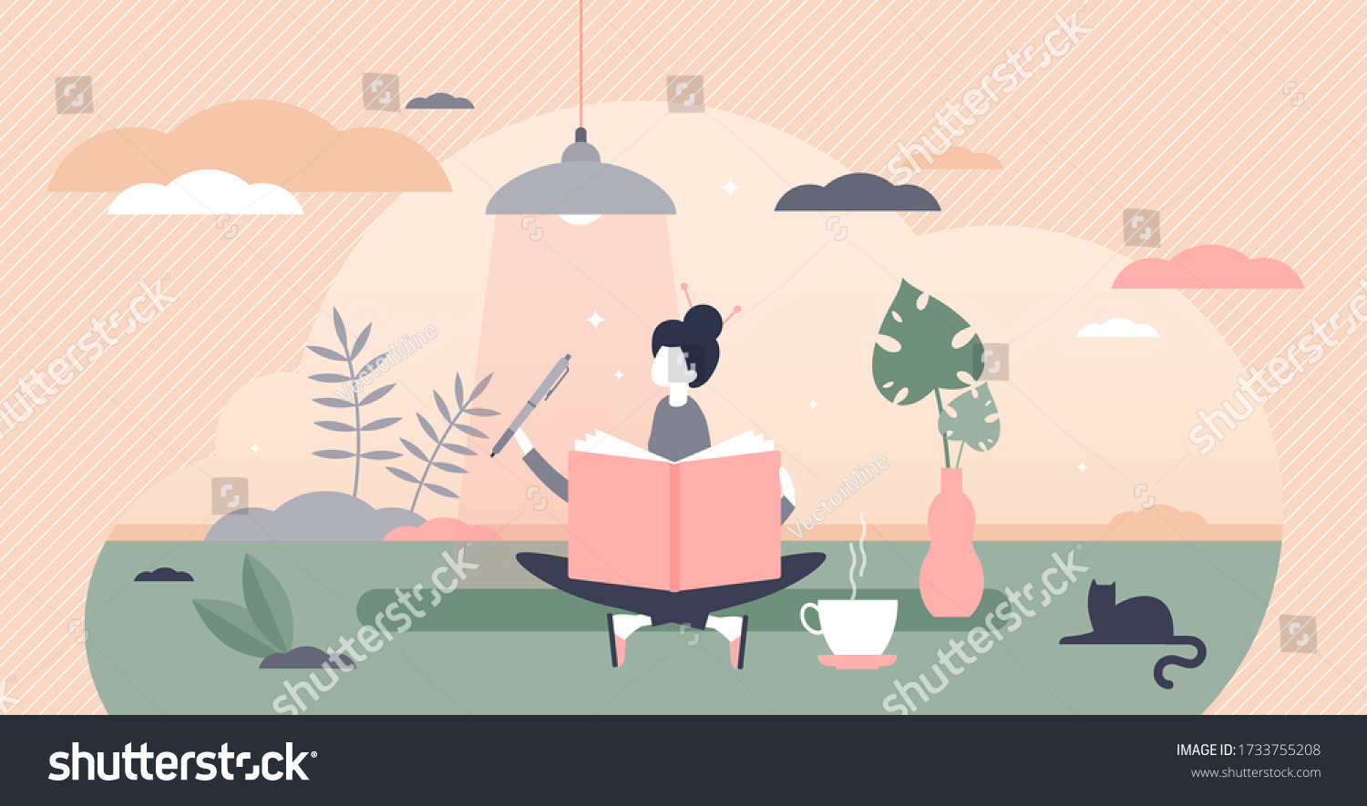 Journaling Vector Illustration Writing Daily Diary Stock Vector ...