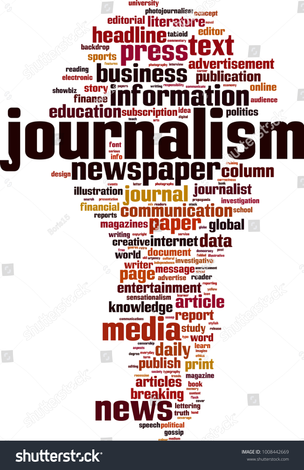 Journalism Word Cloud Concept Vector Illustration Stok Vektör (Telifsiz ...
