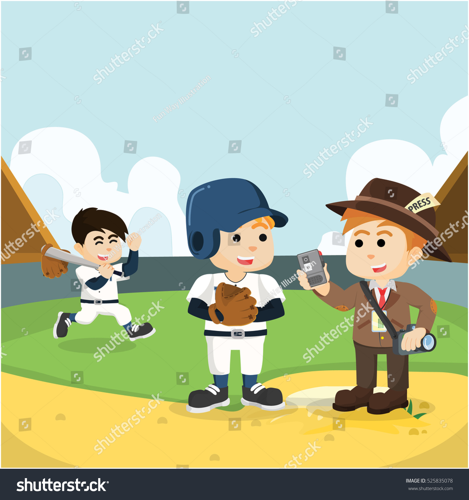 Journalist Interviewing Baseball Player Stock Vector (Royalty Free ...