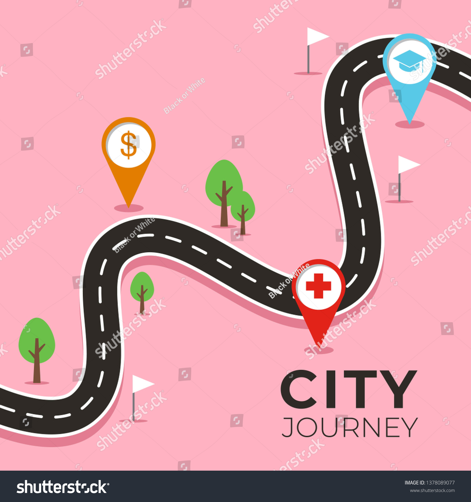 Journey Map Illustration Stock Vector (Royalty Free) 1378089077 ...