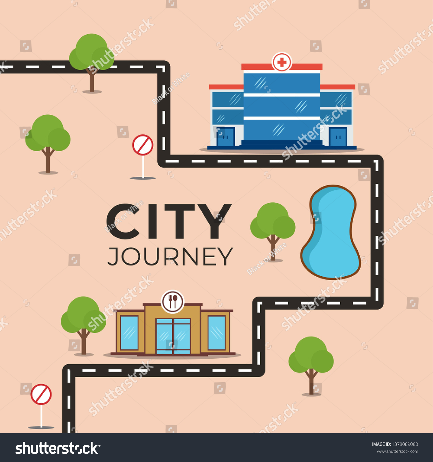 Journey Map Illustration Stock Vector (Royalty Free) 1378089080