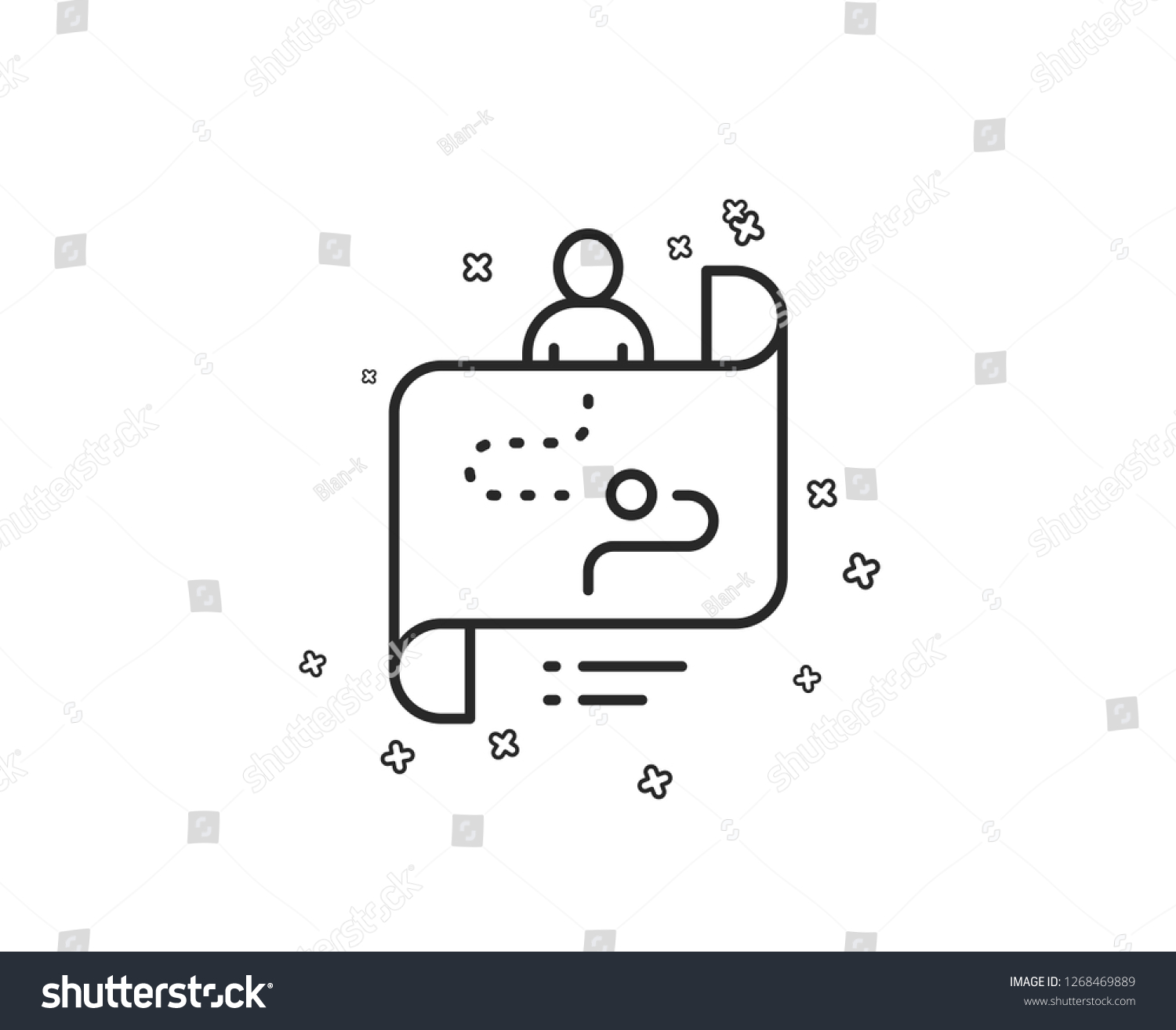 Journey Path Map Line Icon Project Stock Vector (Royalty Free) 1268469889