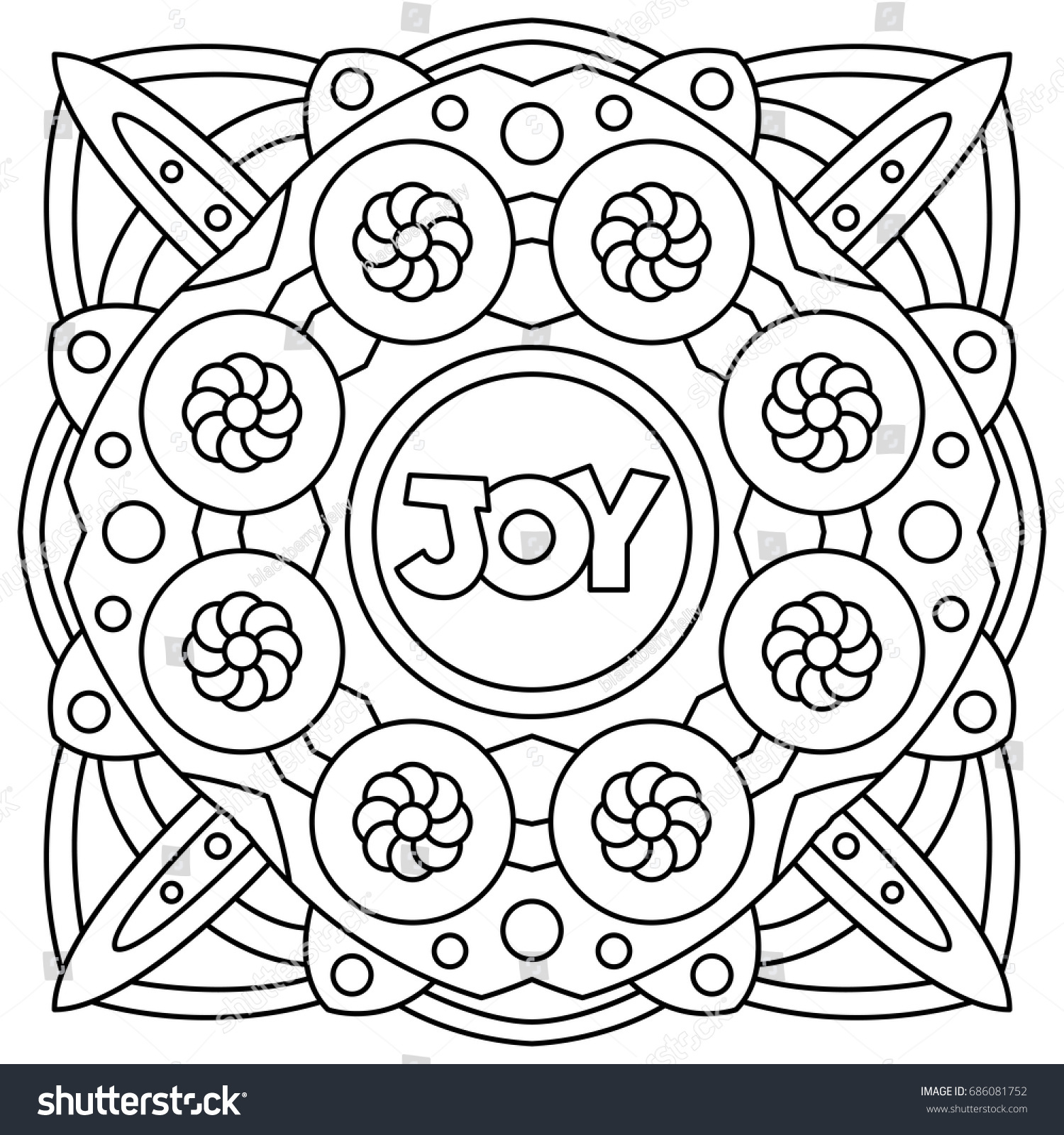 Joy Coloring Page Vector Illustration Stock Vector (Royalty Free ...