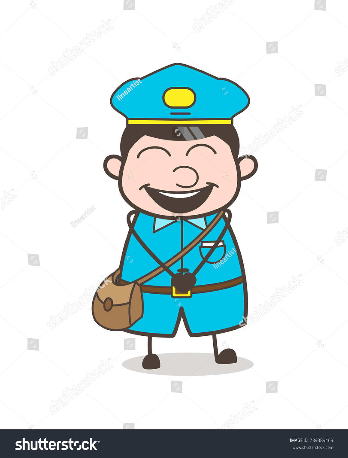 Joyful Comic Postman Laughing Face Stock Vector (Royalty Free) 739389469
