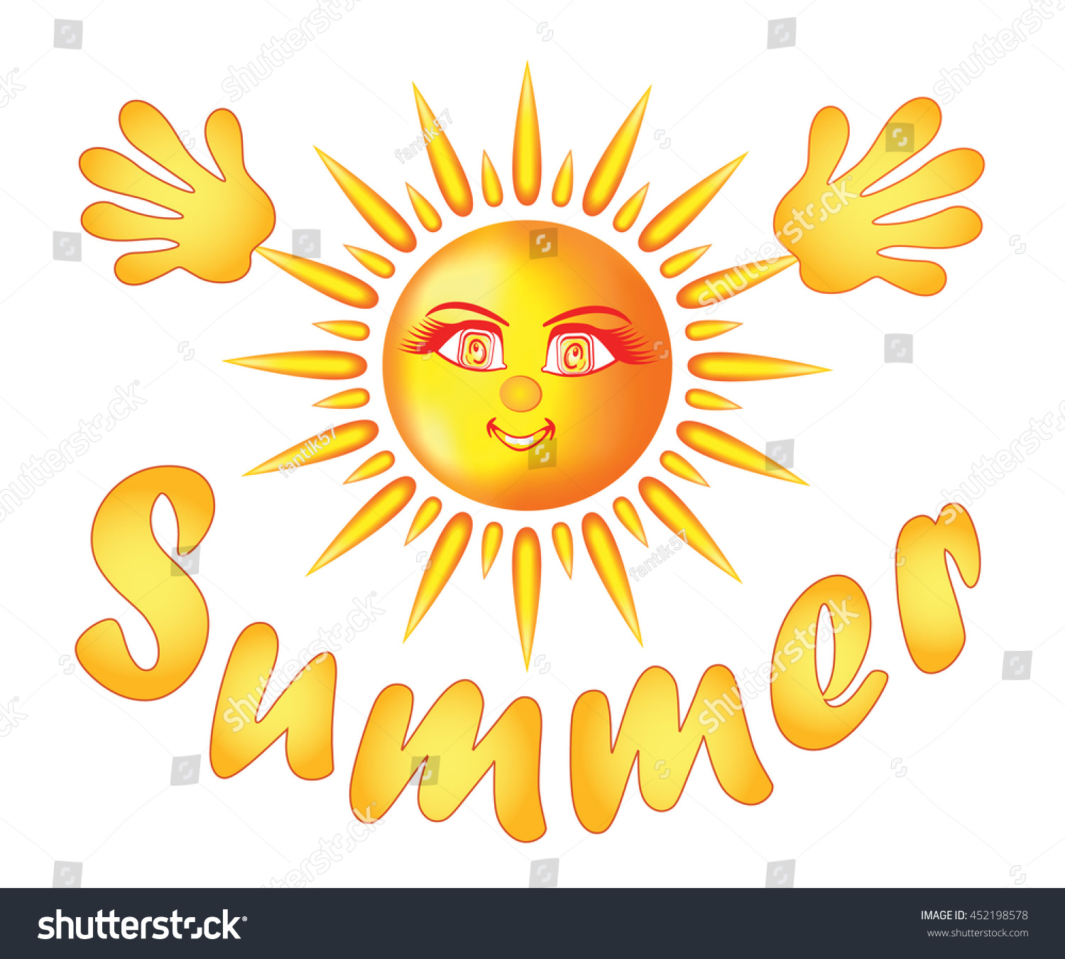 Joyful Summer Sun Greets Stock Vector (Royalty Free) 452198578 ...
