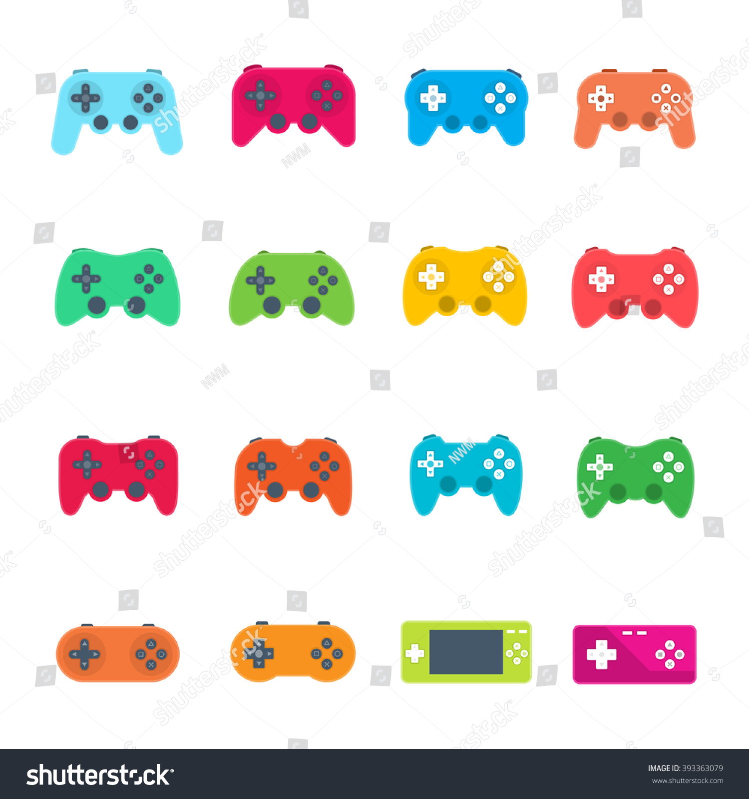 Joystick Icons Flat Design Stock Vector (Royalty Free) 393363079