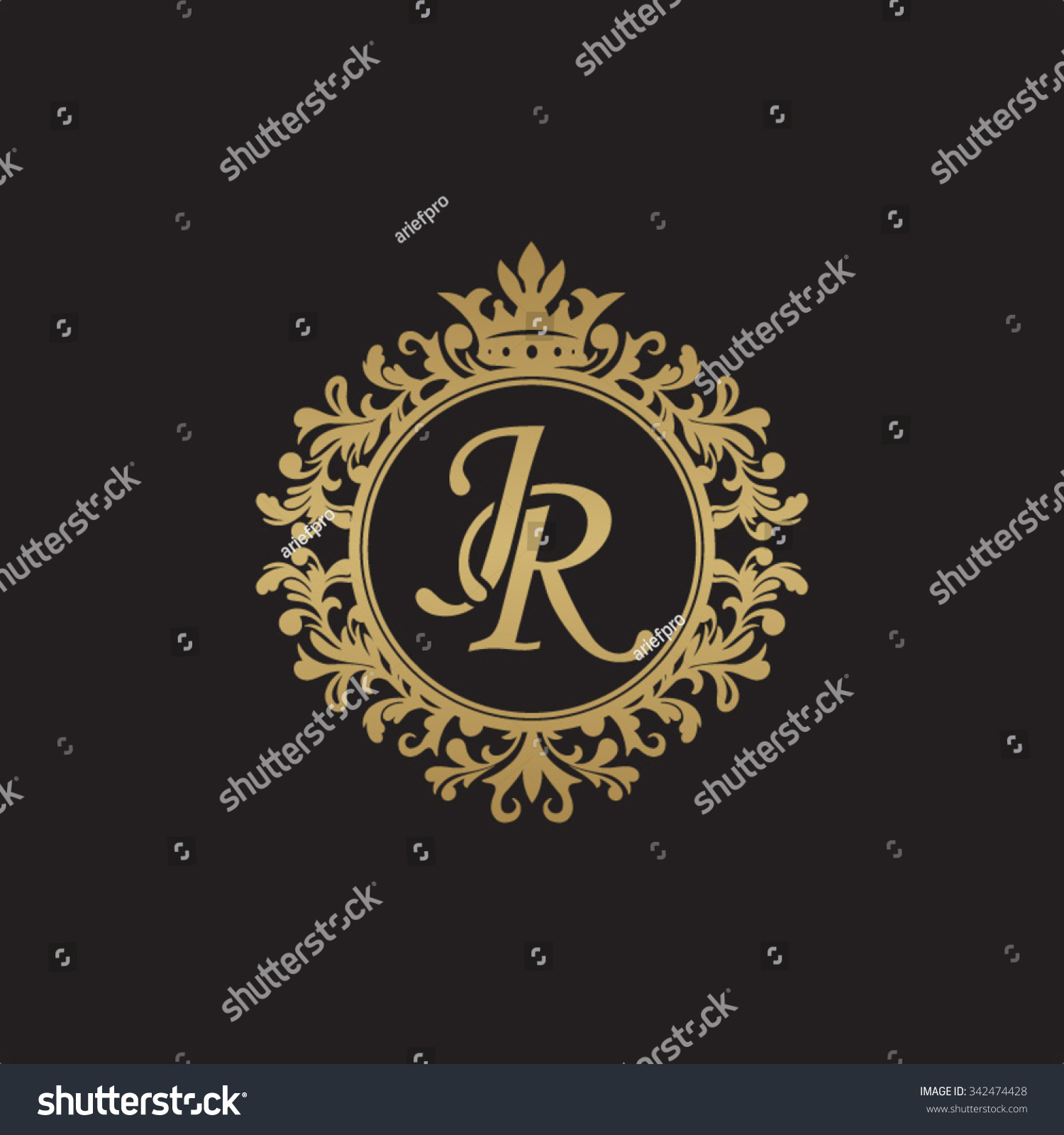 Jr Initial Luxury Ornament Monogram Logo: เวกเตอร์สต็อก (ปลอดค่า ...