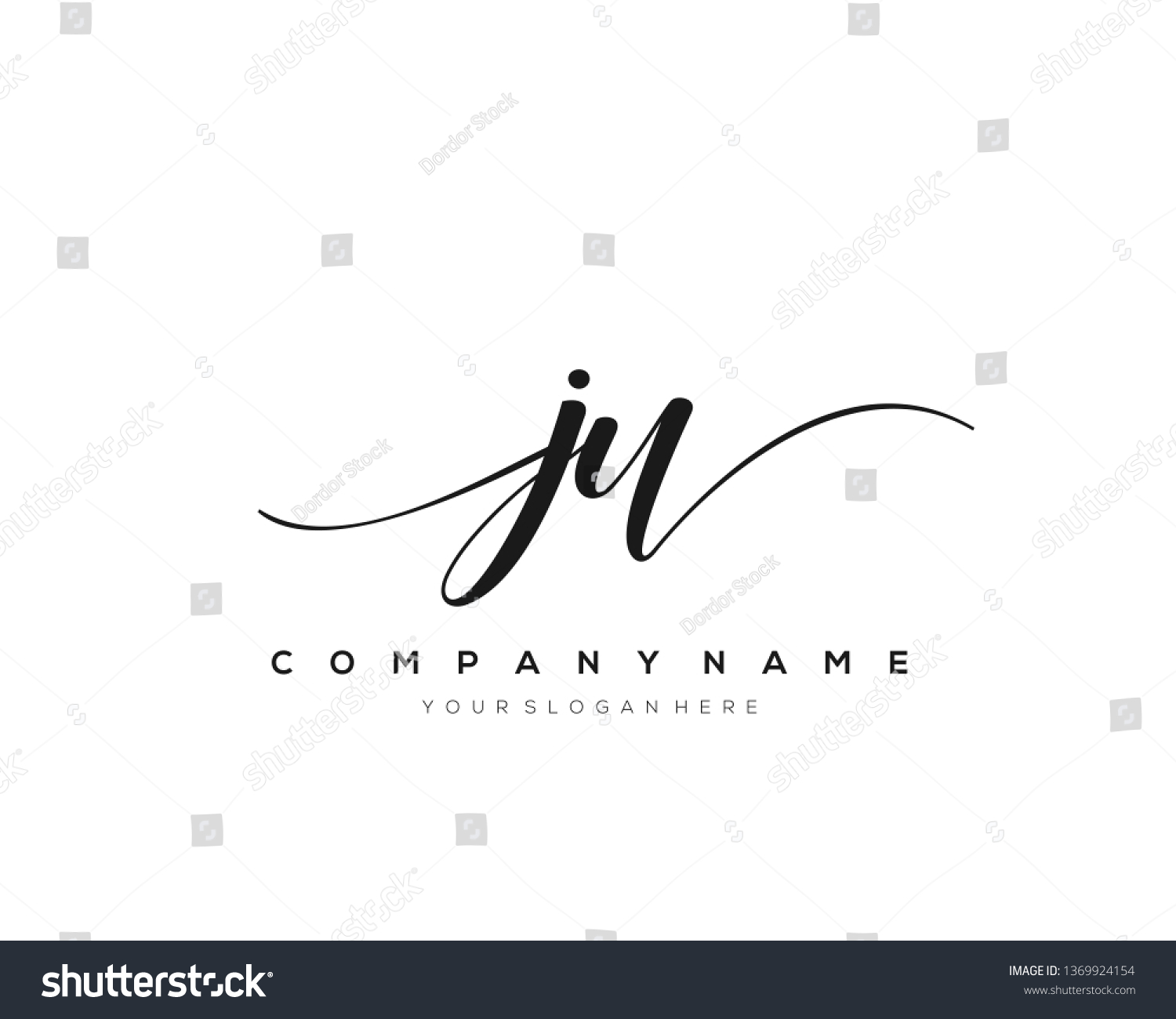 Ju Handwriting Initial Logo Vector Stock Vector (Royalty Free) 1369924154