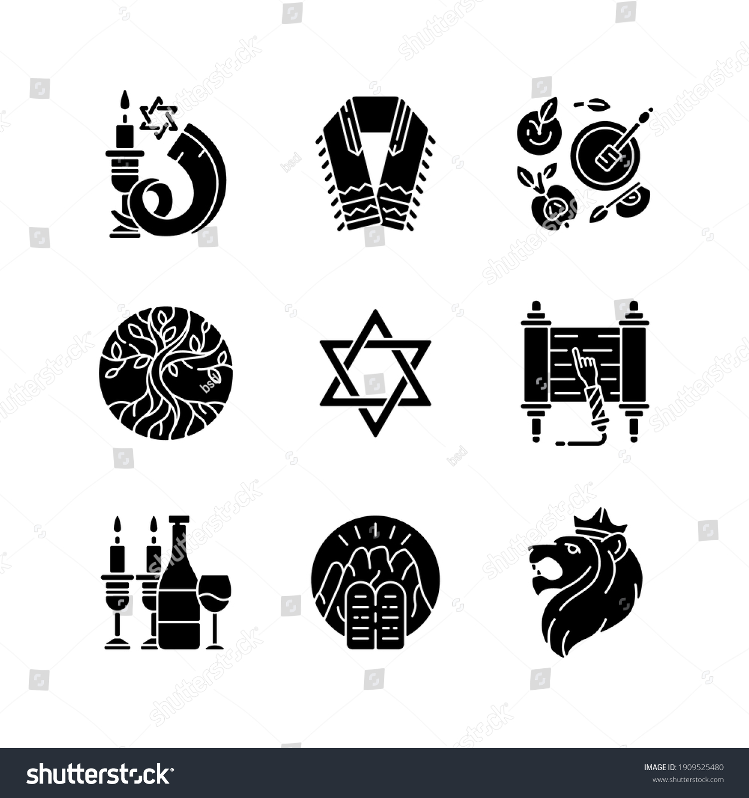 Judaism Symbols Black Glyph Icons Set Stock Vector (Royalty Free ... Judaism Symbols Black Glyph Icons Set Stock Vector (Royalty Free ...
