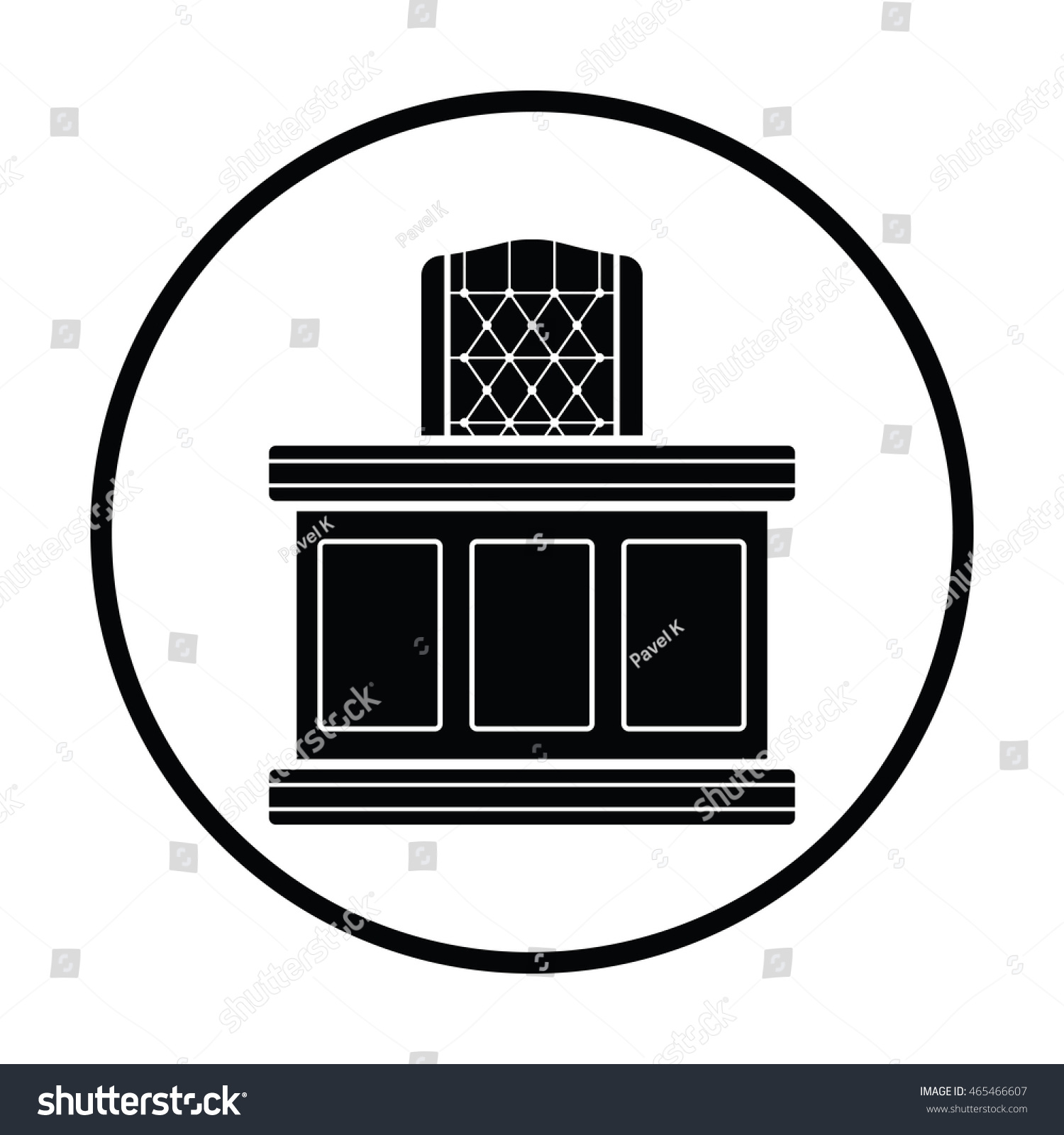 Judge Table Icon Thin Circle Design: vector de stock (libre de regalías ...
