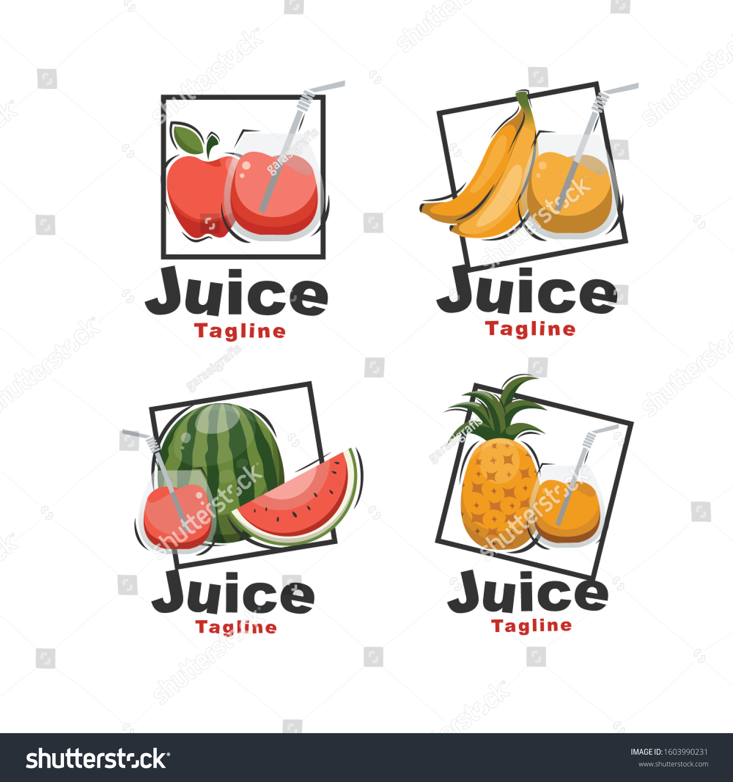 Juice Logo Set Illustration Vector Stock Vector (Royalty Free) 1603990231
