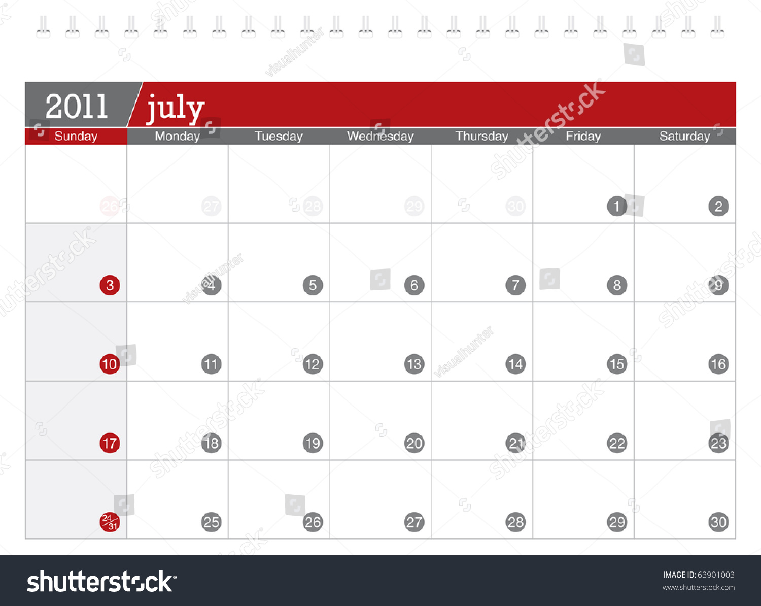 1,476 July calendar 2011 Images, Stock Photos & Vectors | Shutterstock