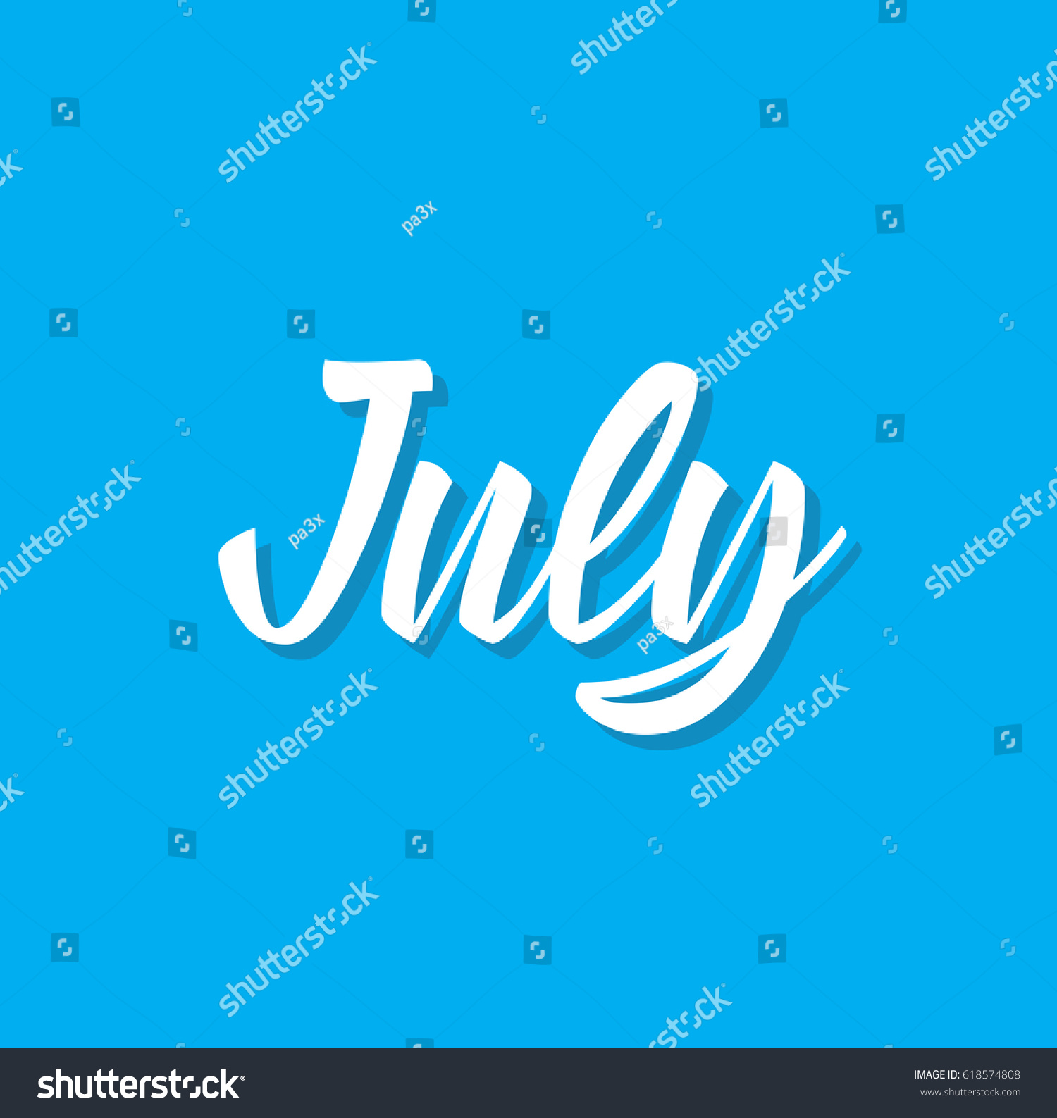 July Text Design Vector Calligraphy Typography: vector de stock (libre ...