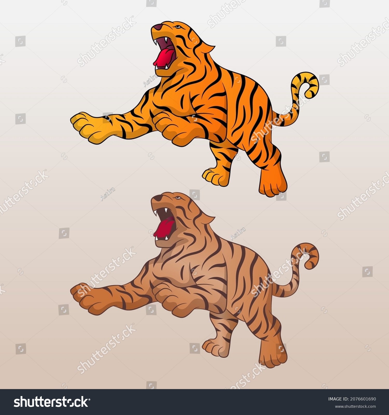 Jumping Roaring Tiger Vector Illustration Stock Vector (Royalty Free ...