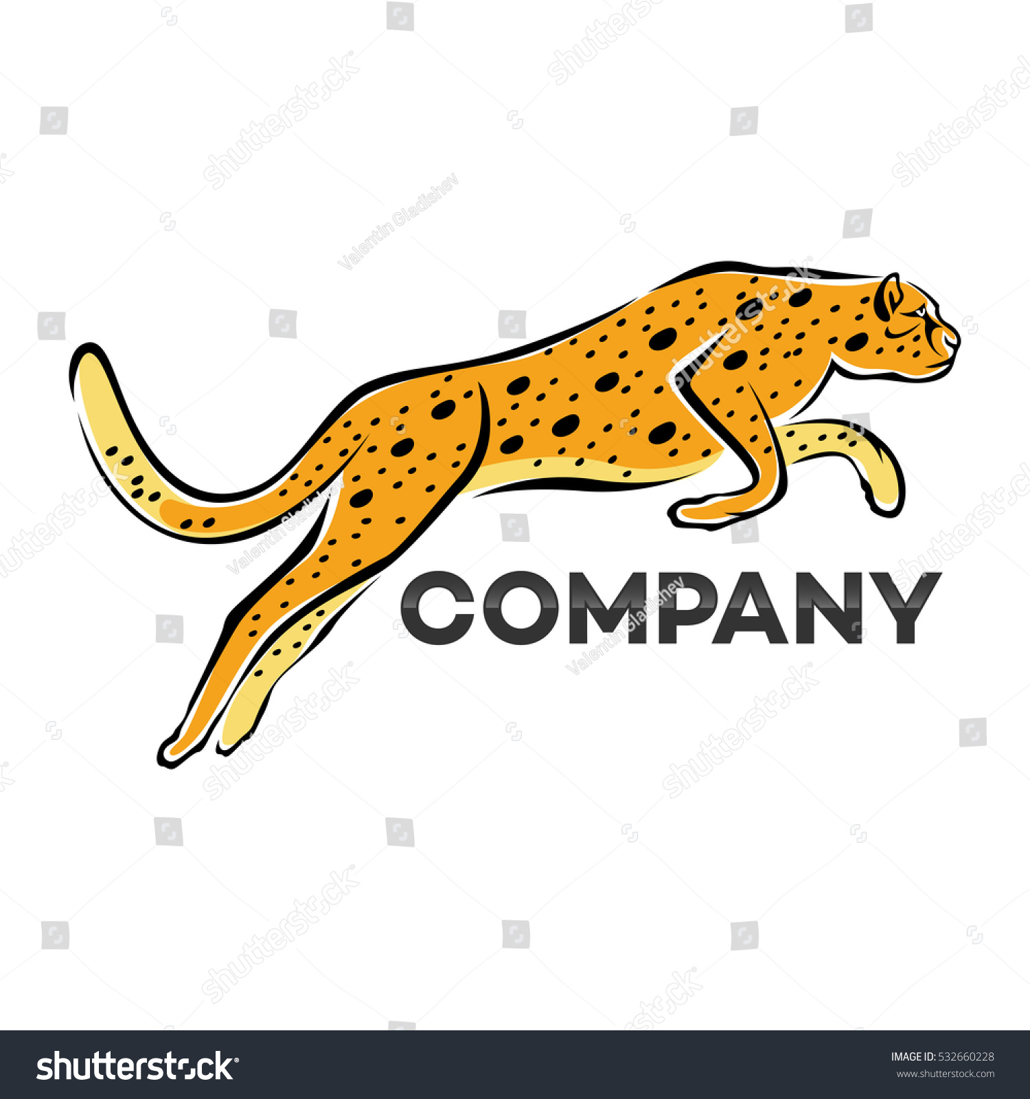 Jumping Cheetah Logo: vector de stock (libre de regalías) 532660228