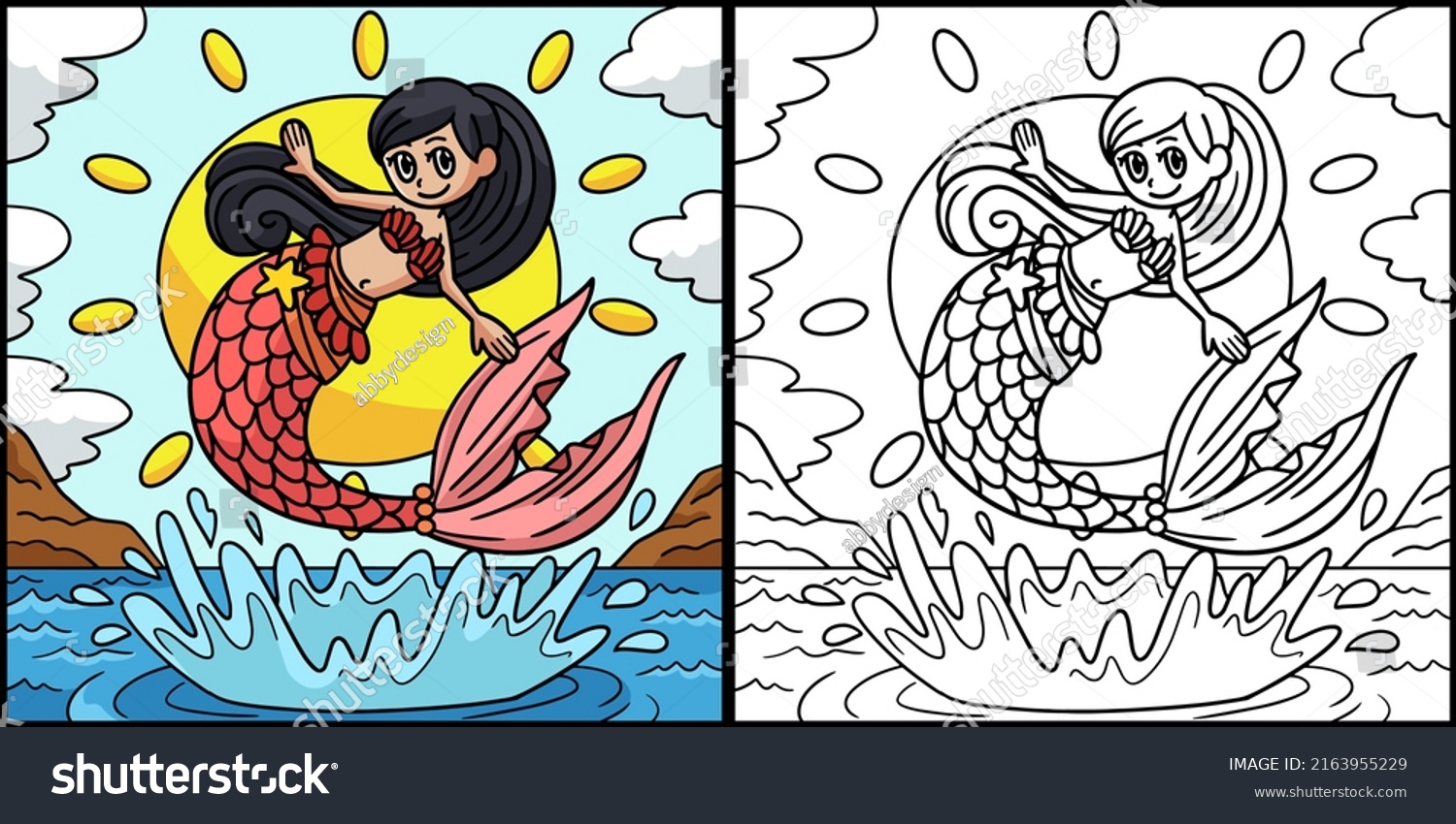 Jumping Coloring Page Colored Illustration Stock Vector (Royalty Free ...