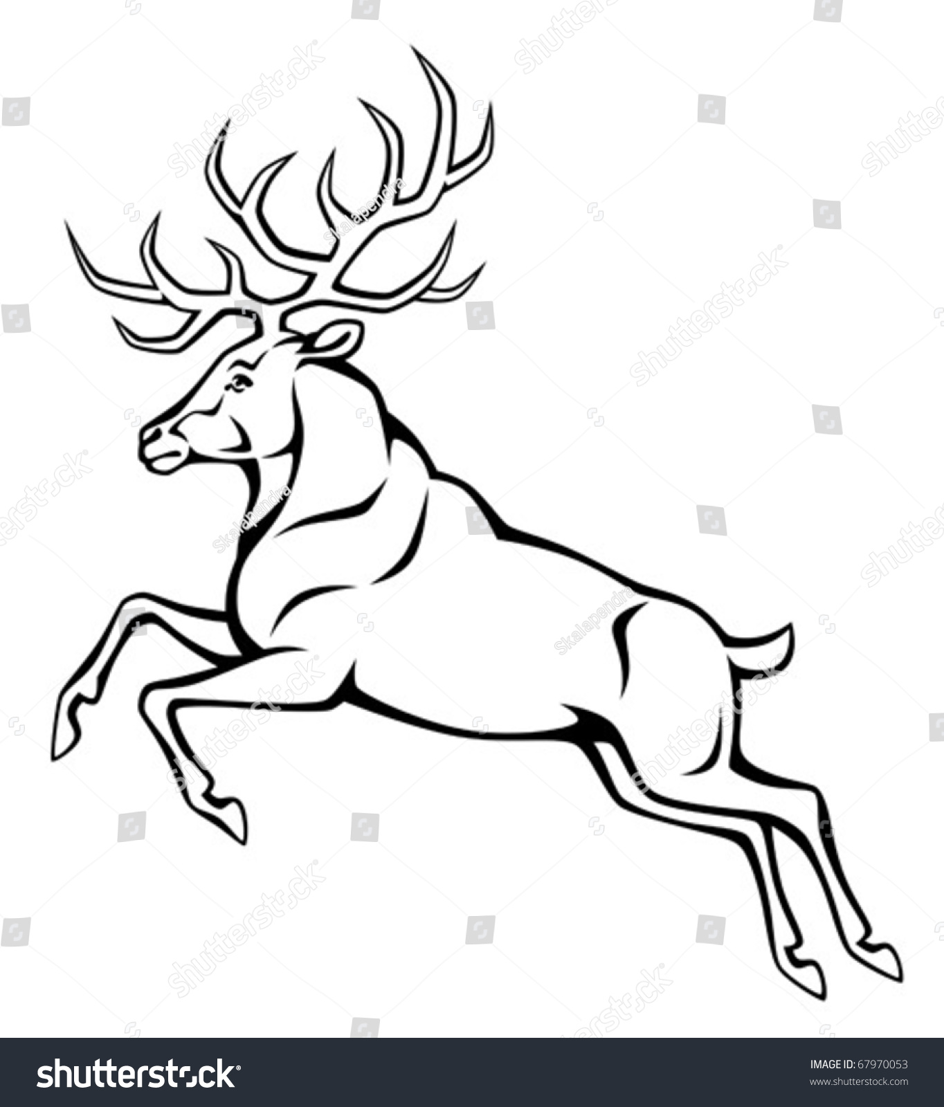 Jumping Deer Stock Vector 67970053 - Shutterstock
