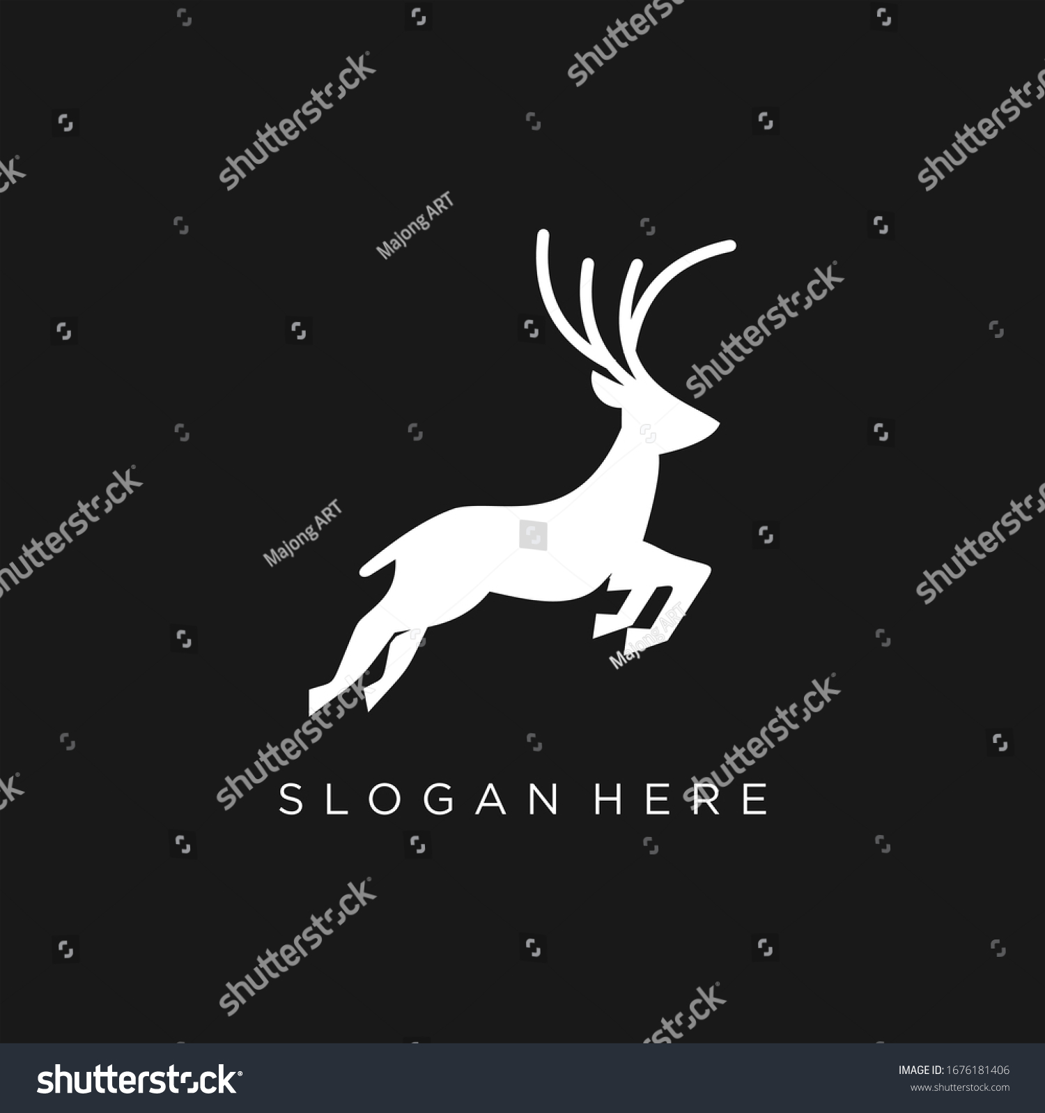 Jumping Deer Logo Vector Emblem Deer Stock Vector (Royalty Free ...