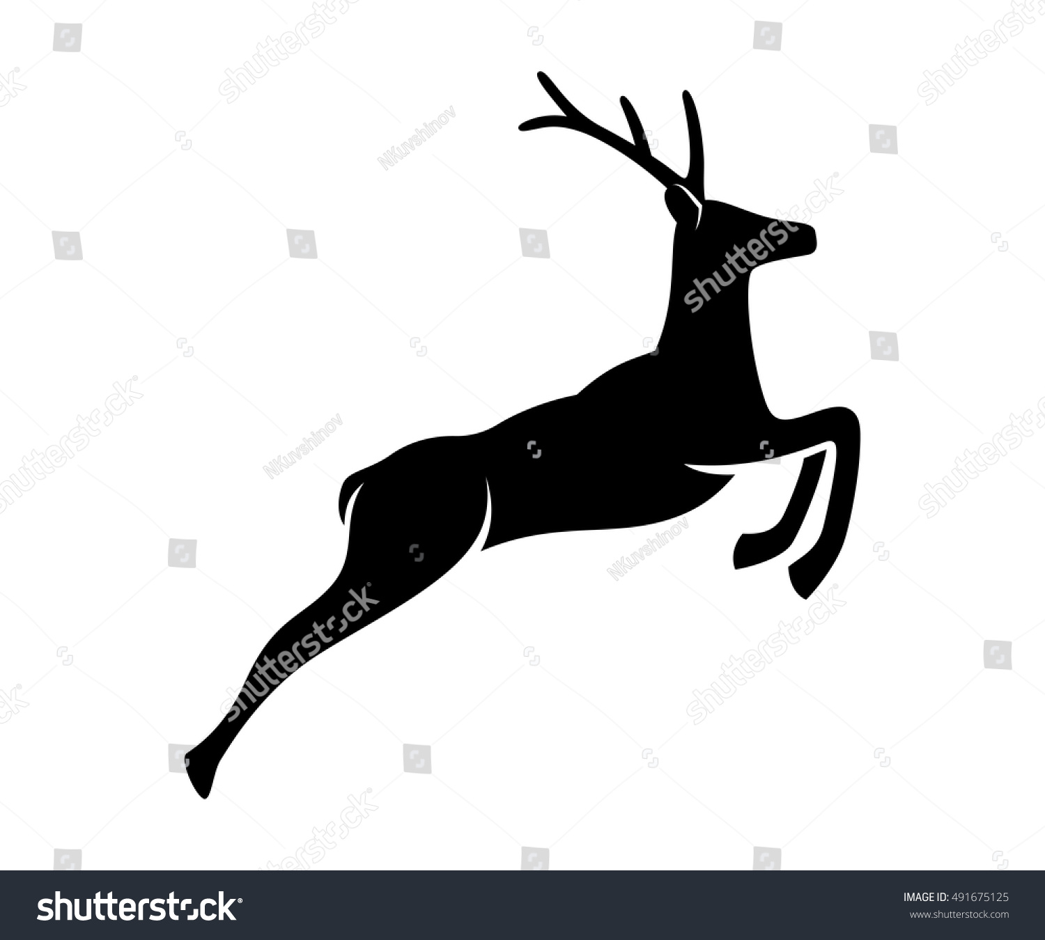 Jumping Deer Vector Silhouette On White Stock Vector (Royalty Free ...