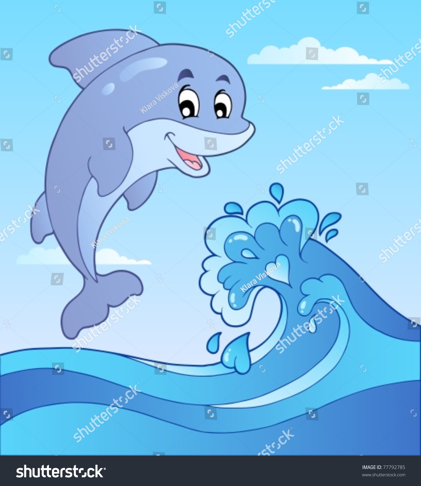 Jumping Dolphin Cartoon Wave 1 Vector: เวกเตอร์สต็อก (ปลอดค่าลิขสิทธิ์ ...