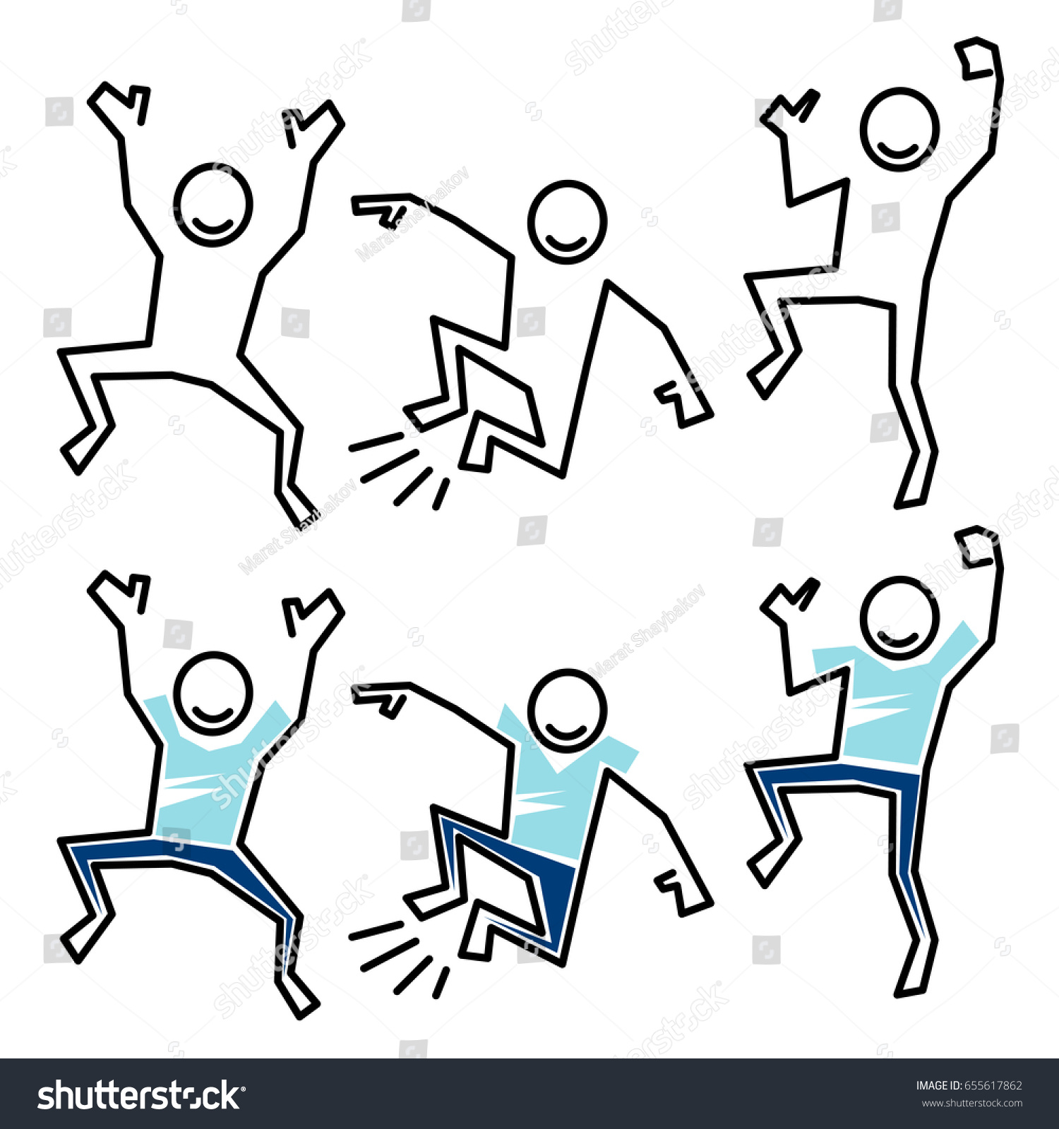 Jumping Happy Human Figures Three Different Stock Vector (Royalty Free ...