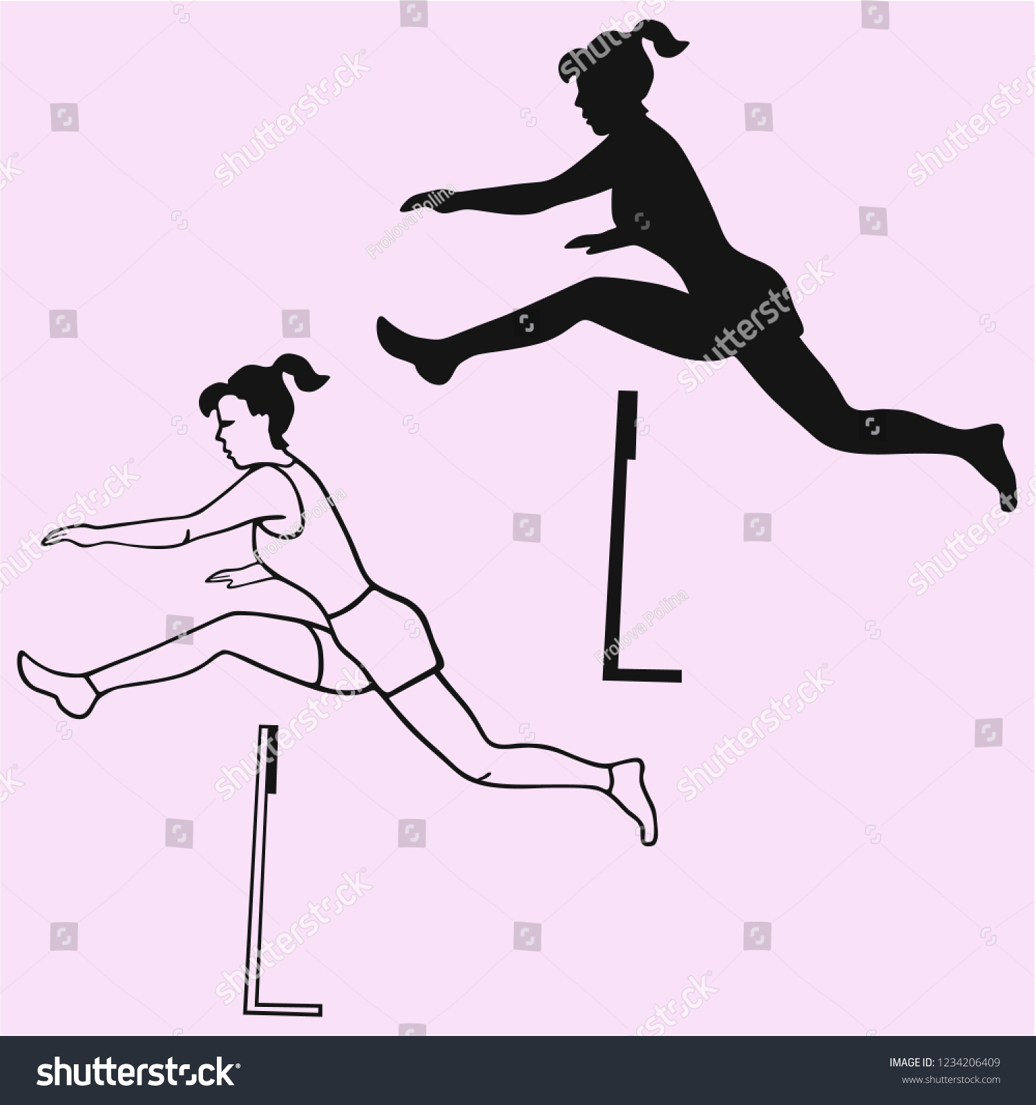 Jumping Hurdles Vector Silhouette Isolated: เวกเตอร์สต็อก (ปลอดค่า ...