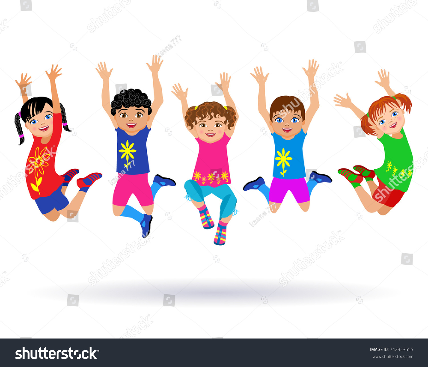 Jumping Kids Vector Illustration Stock Vector 742923655 - Shutterstock