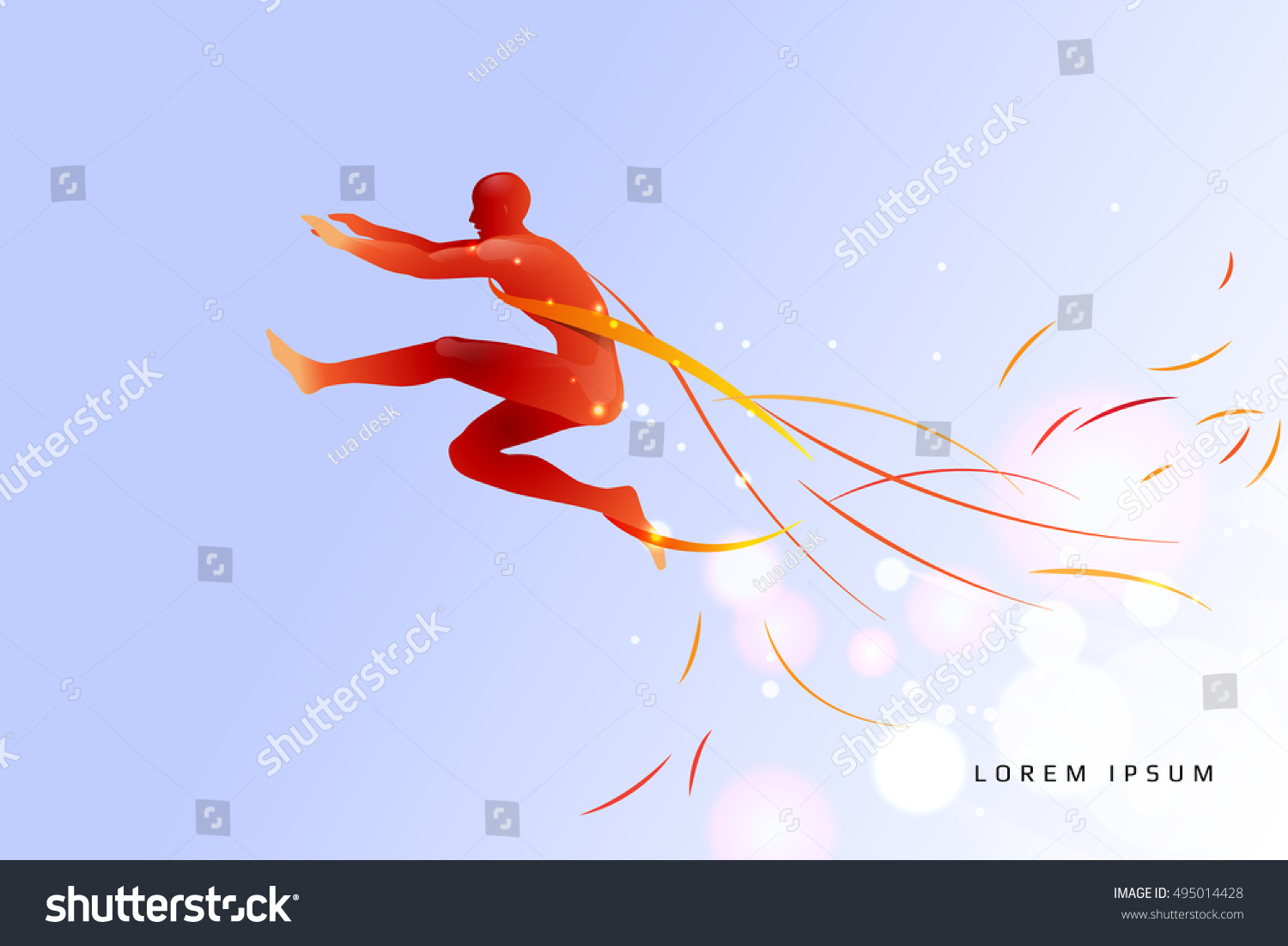 Jumping Man Line Art Concept Vector Stock Vector (Royalty Free) 495014428
