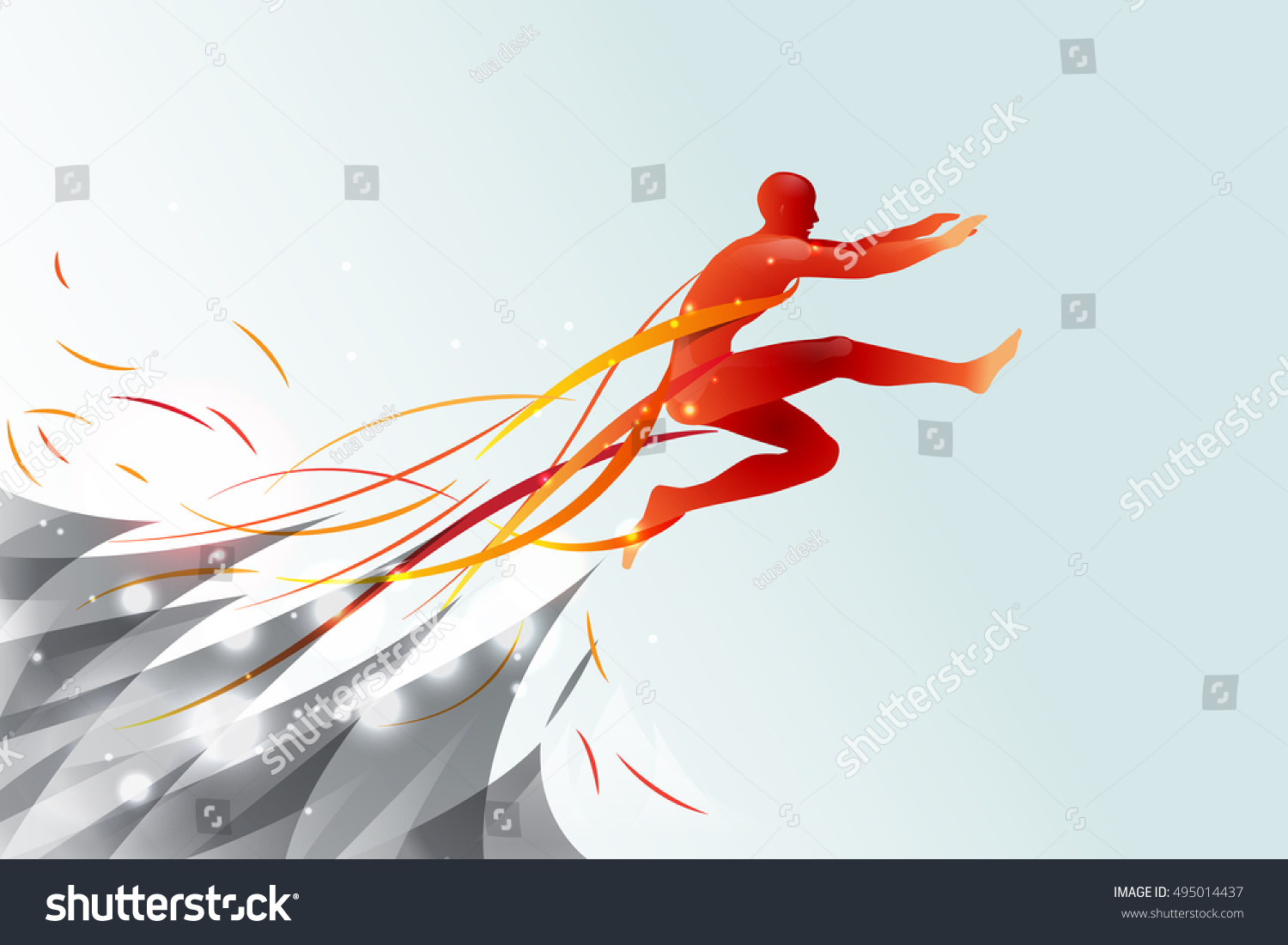 Jumping Man Line Art Concept Vector Stock Vector (Royalty Free) 495014437