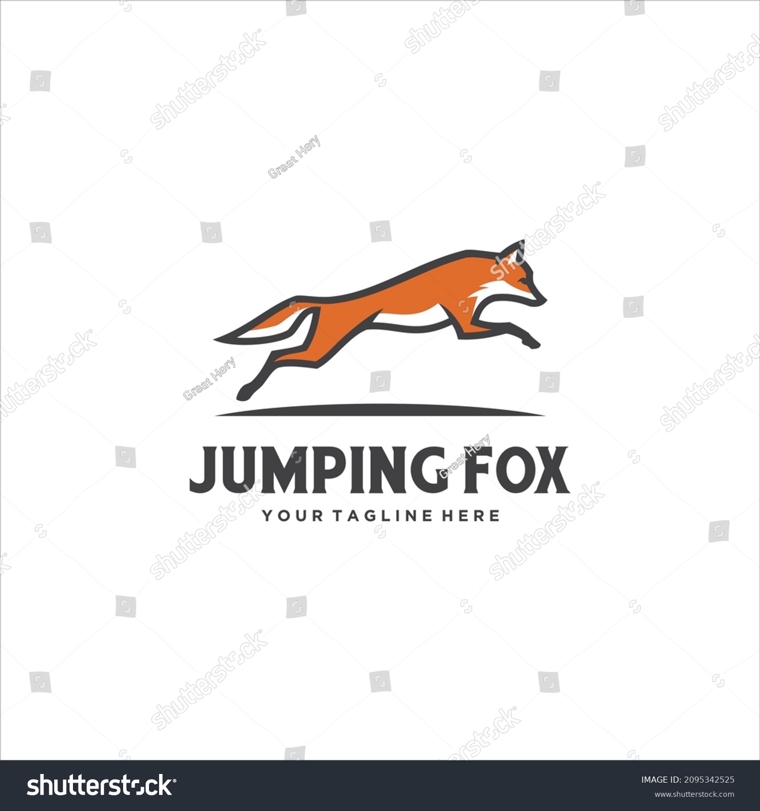 Jumping Red Fox Logo Design Stock Vector (Royalty Free) 2095342525