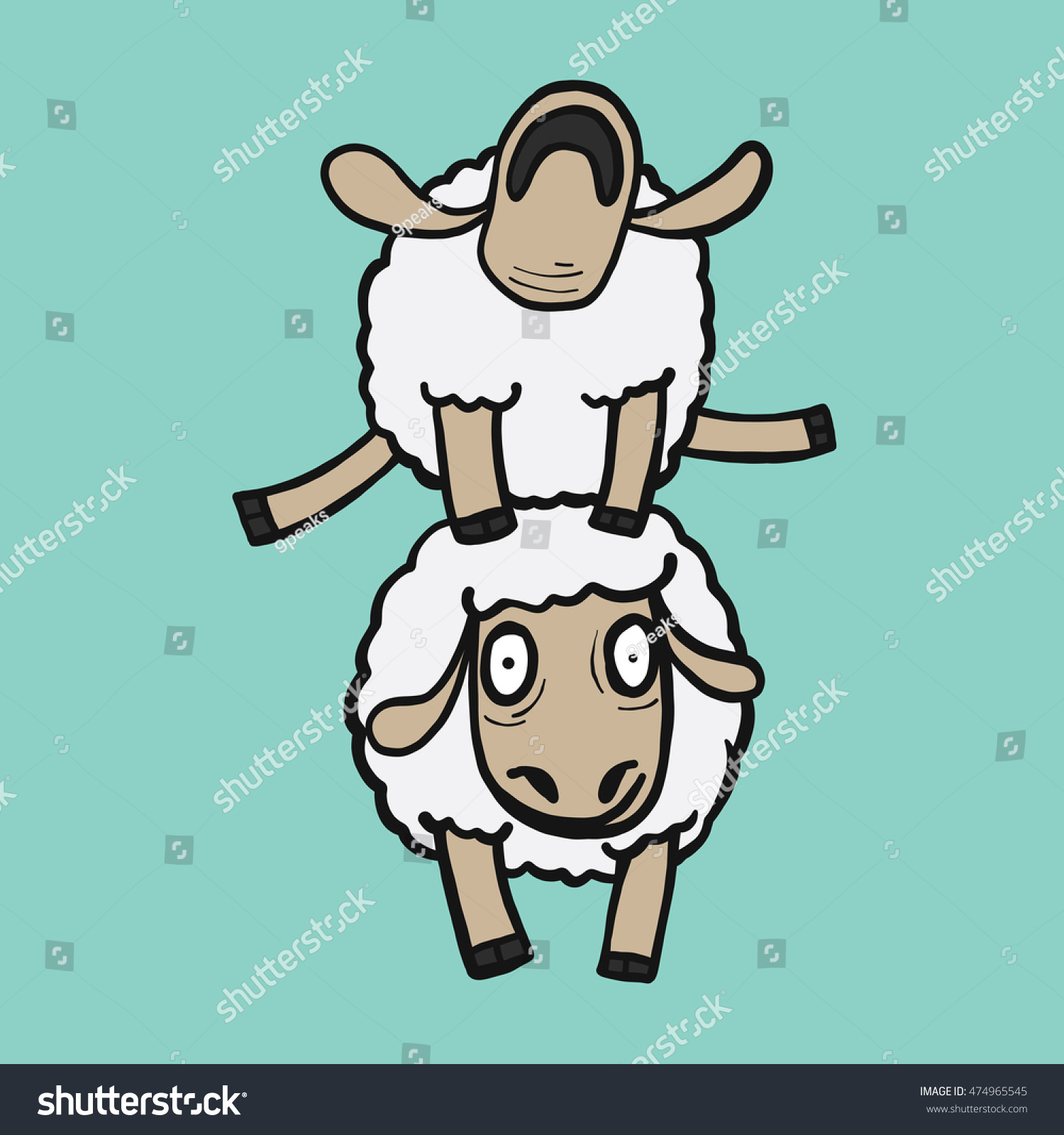 Jumping Sheep Funny Sheep Cartoon Isolated Stock Vector (Royalty Free ...