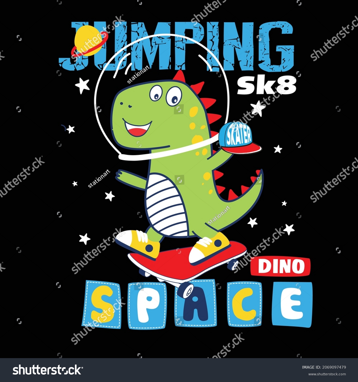 Jumping Space Monster Cartoon Illustration Vector Stock Vector (Royalty ...