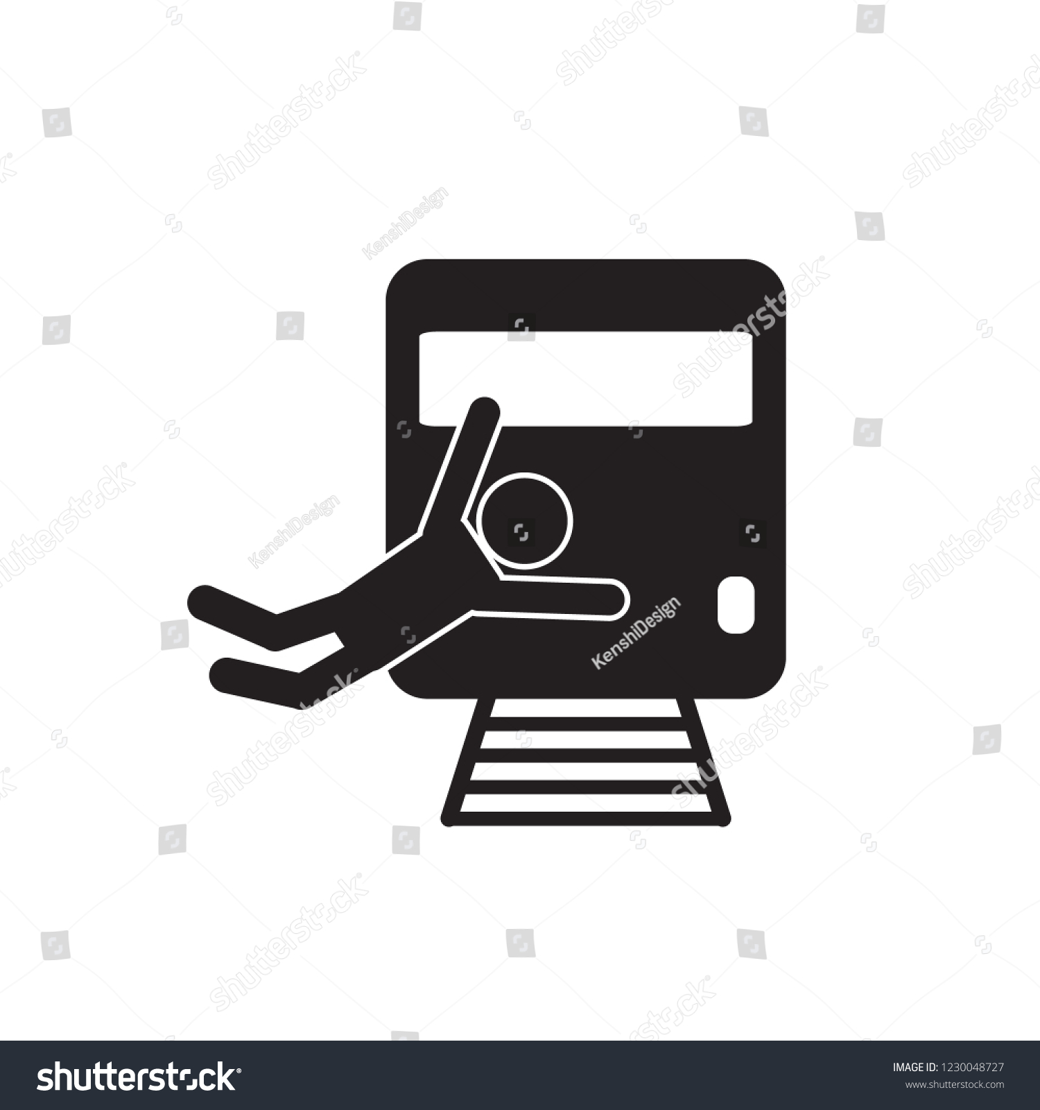 Jumping Under Train Suicide Iconvector Stock Vector (Royalty Free ...