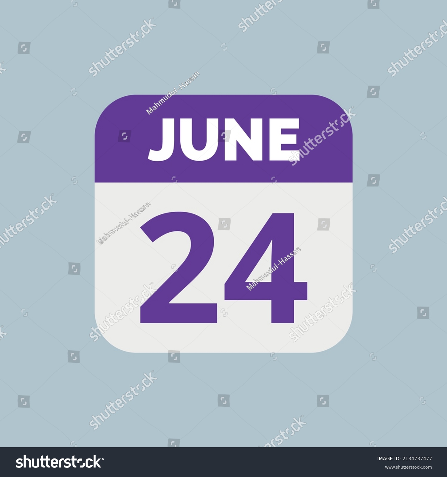 June 24 Calendar Date Icon Stock Vector (Royalty Free) 2134737477 ...