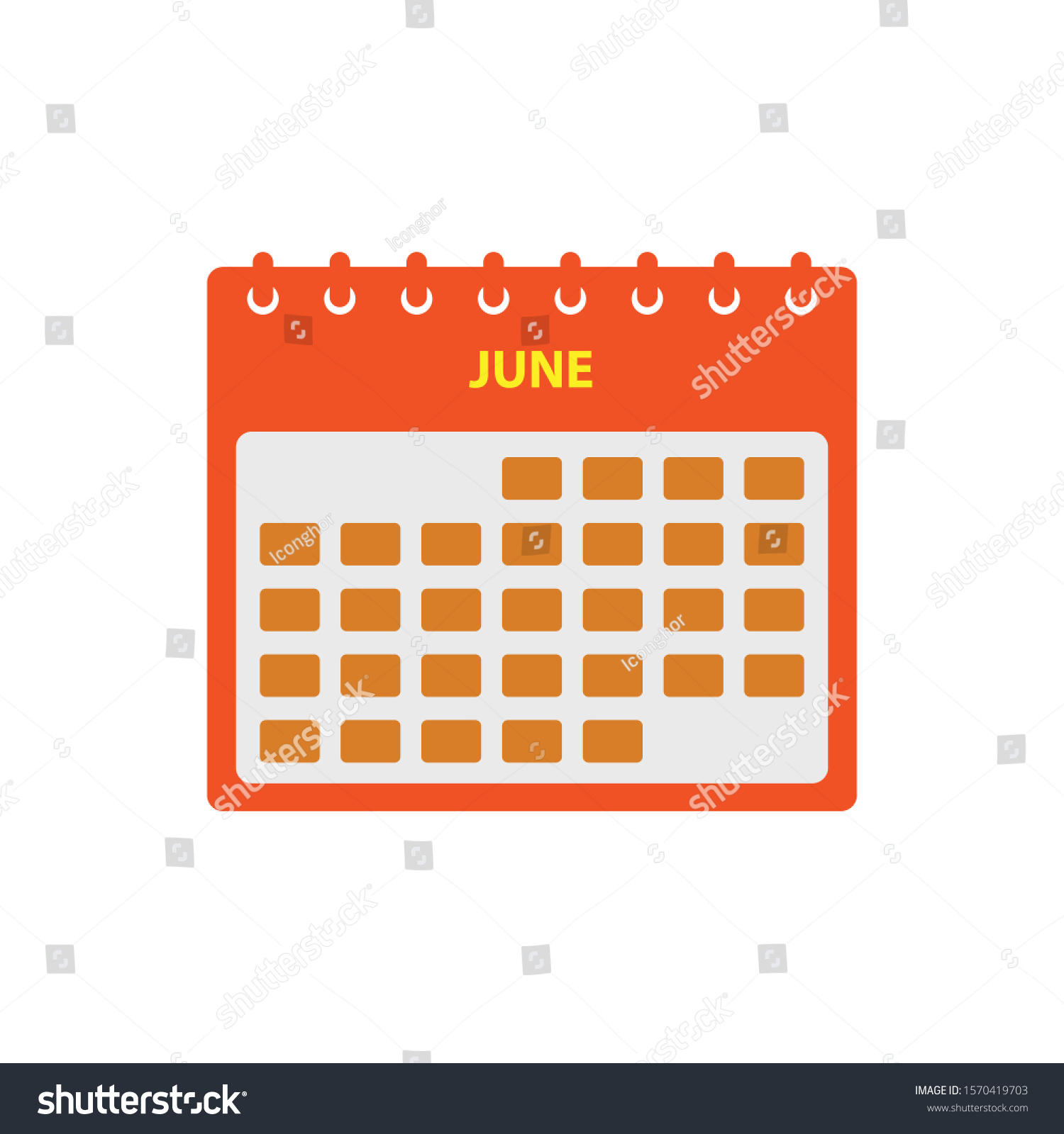 June Calendar Icon Set Flat Style Stock Vector (Royalty Free) 1570419703