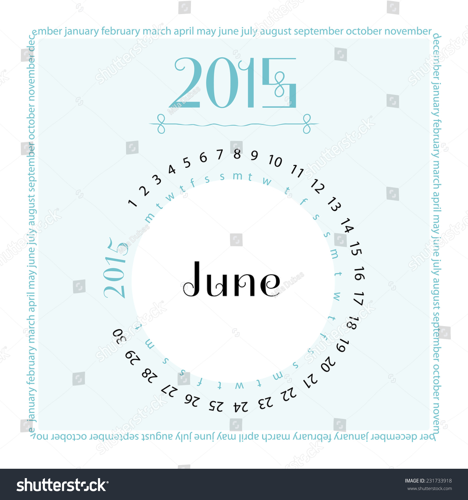 June 2015 Round Calendar Vector Illustration Stock Vector (Royalty Free ...
