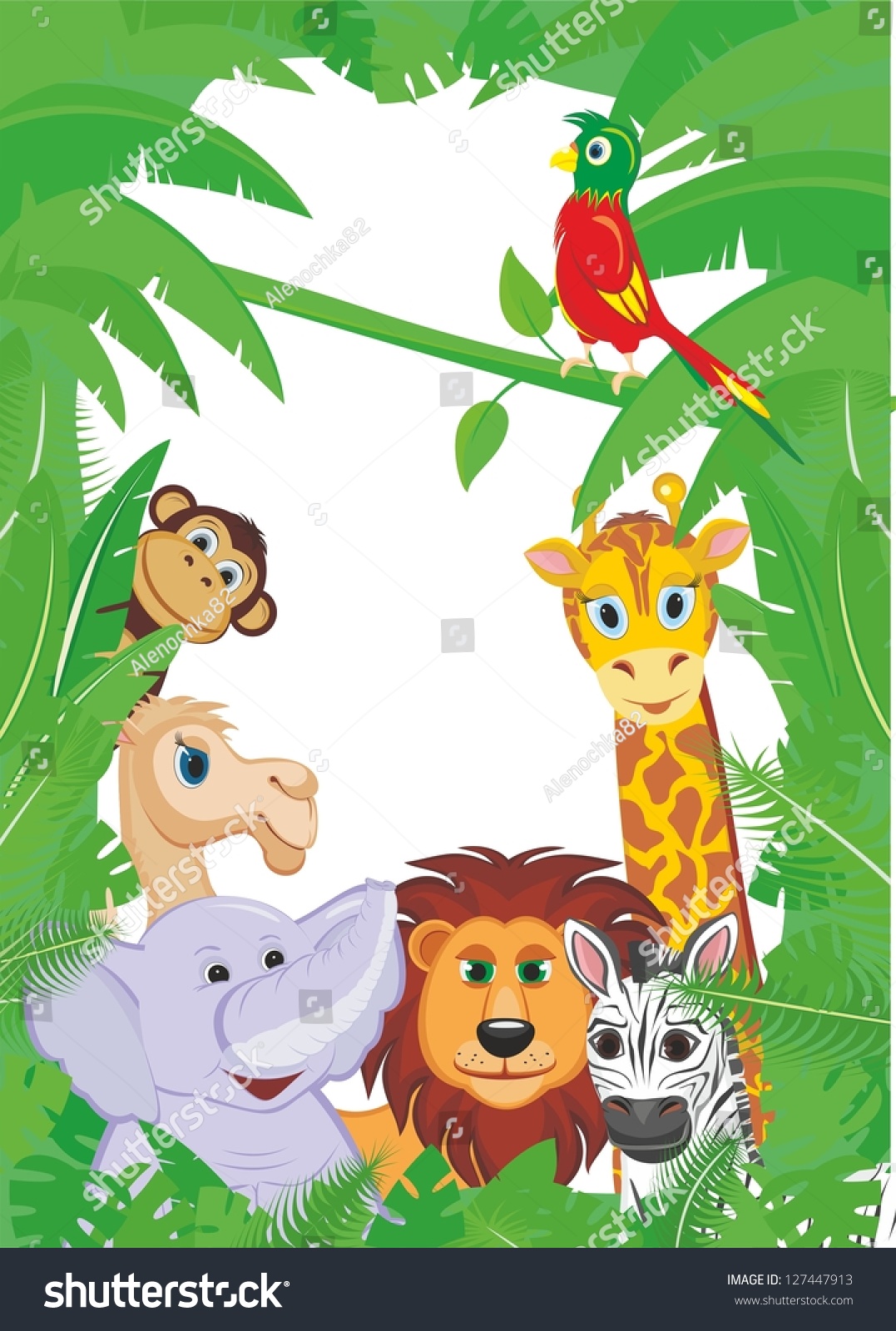 Jungle Animals Frame Copy Space Stock Vector (Royalty Free) 127447913