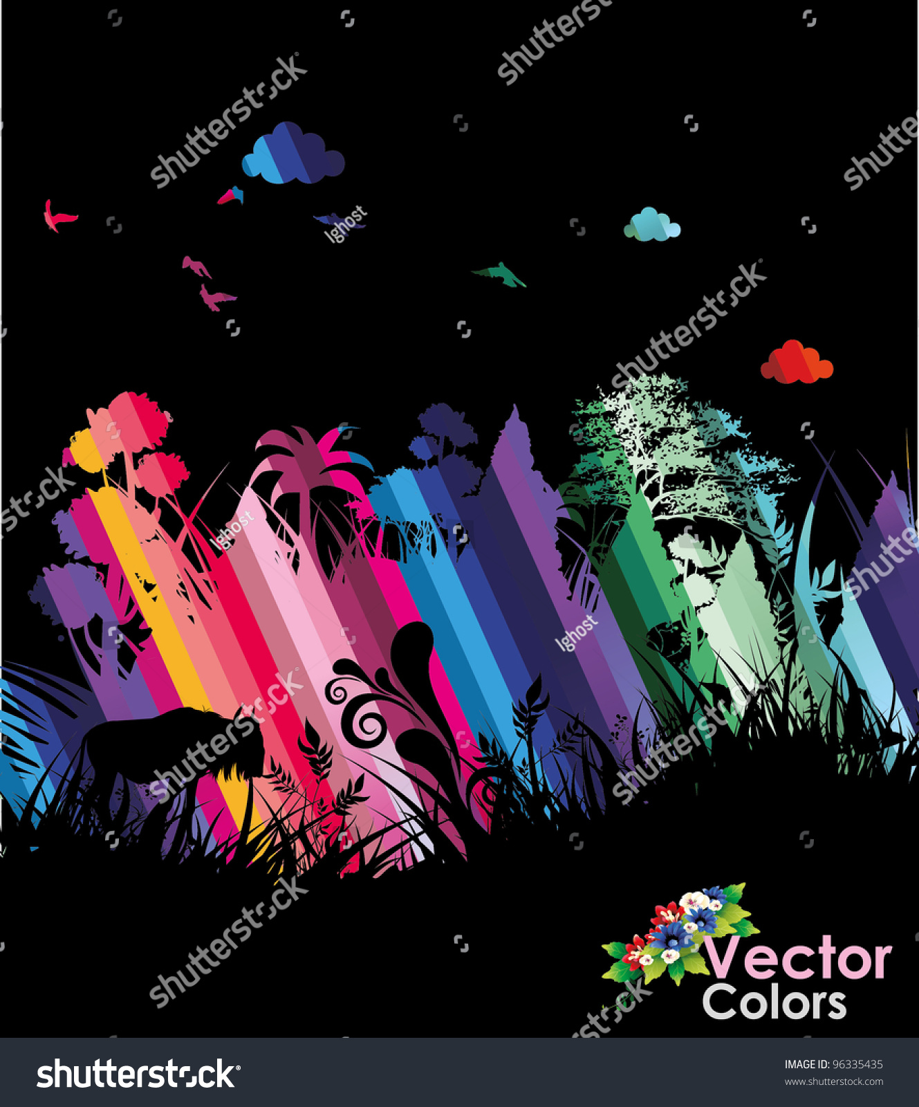 Jungle Color Vector Illustration Stock Vector (Royalty Free) 96335435 ...