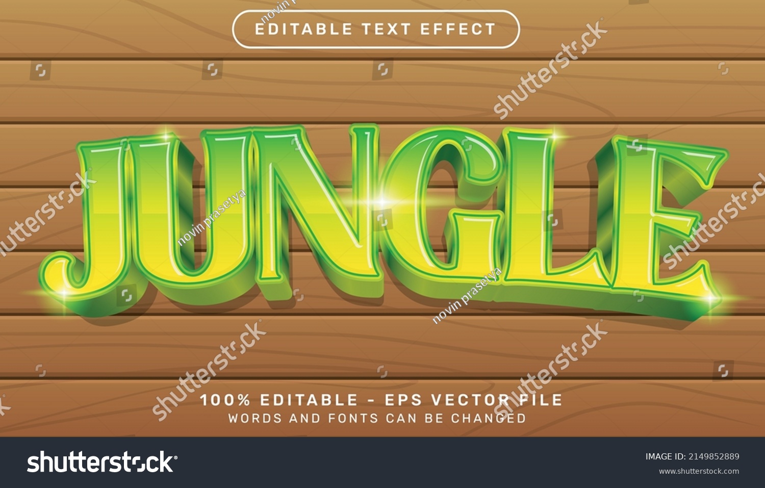 Jungle 3d Text Effect Editable Text Stock Vector (Royalty Free ...