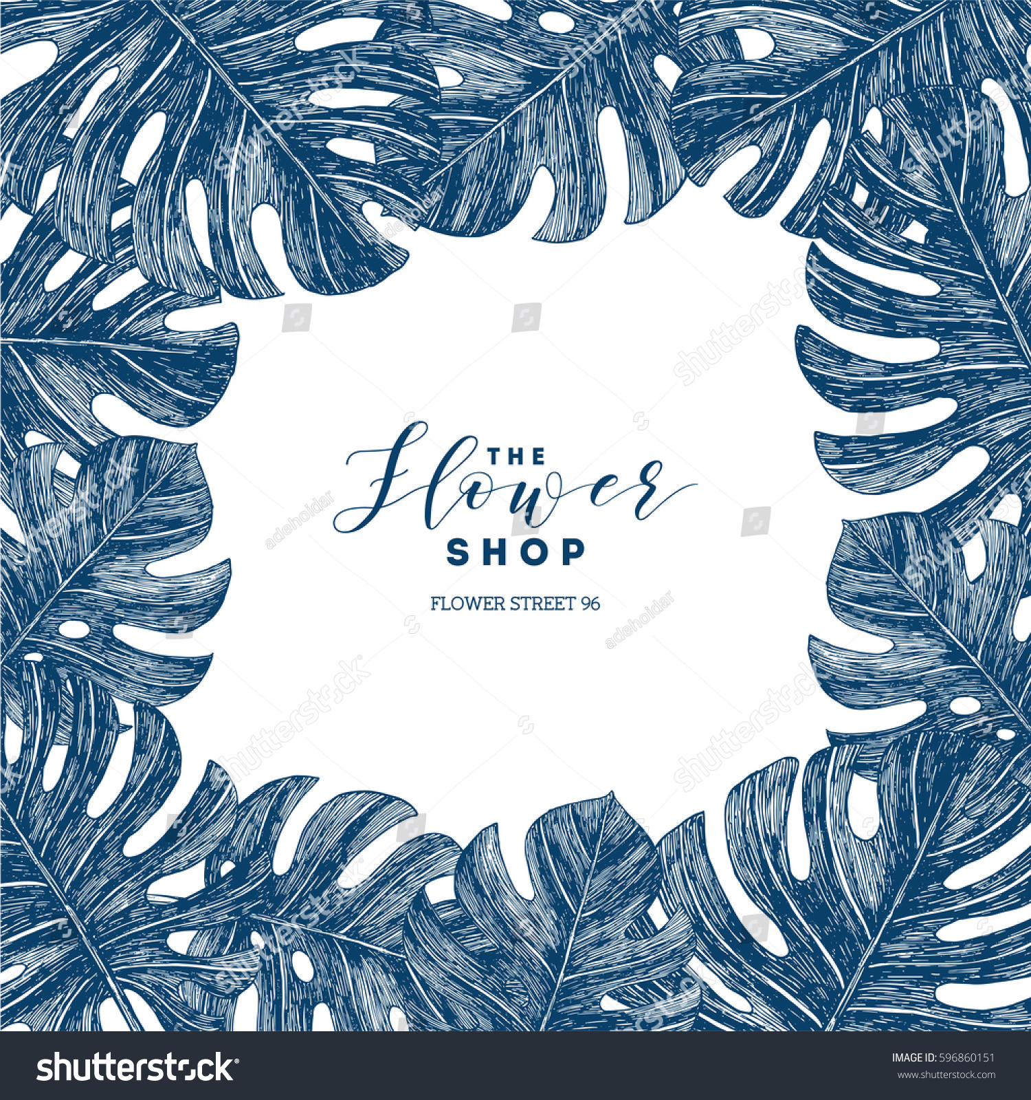 Jungle Leaf Frame Tropical Design Template: เวกเตอร์สต็อก (ปลอดค่า ...
