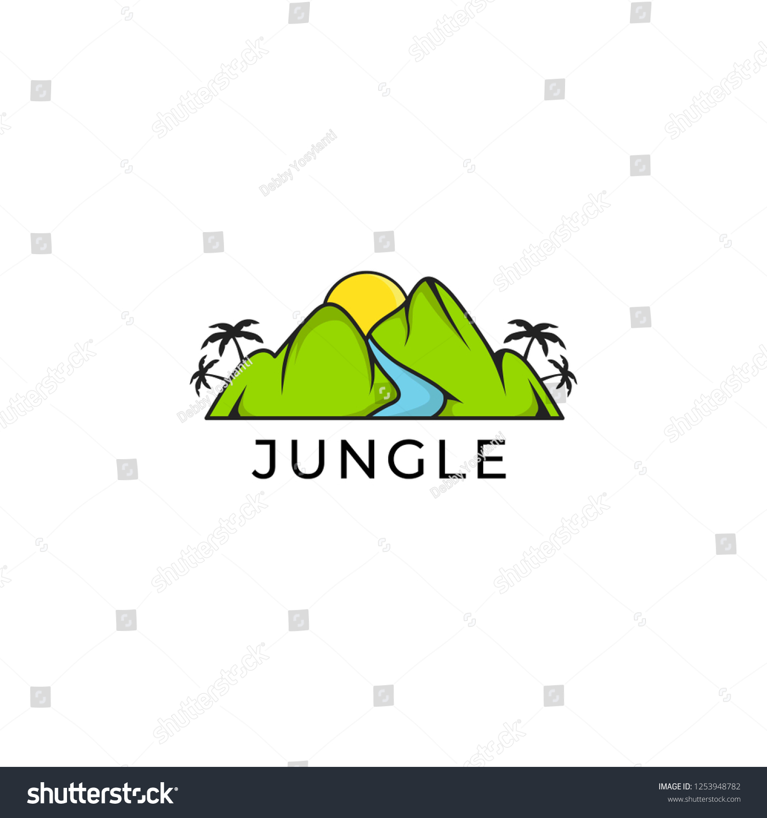 Jungle Logo Design: เวกเตอร์สต็อก (ปลอดค่าลิขสิทธิ์) 1253948782 ...